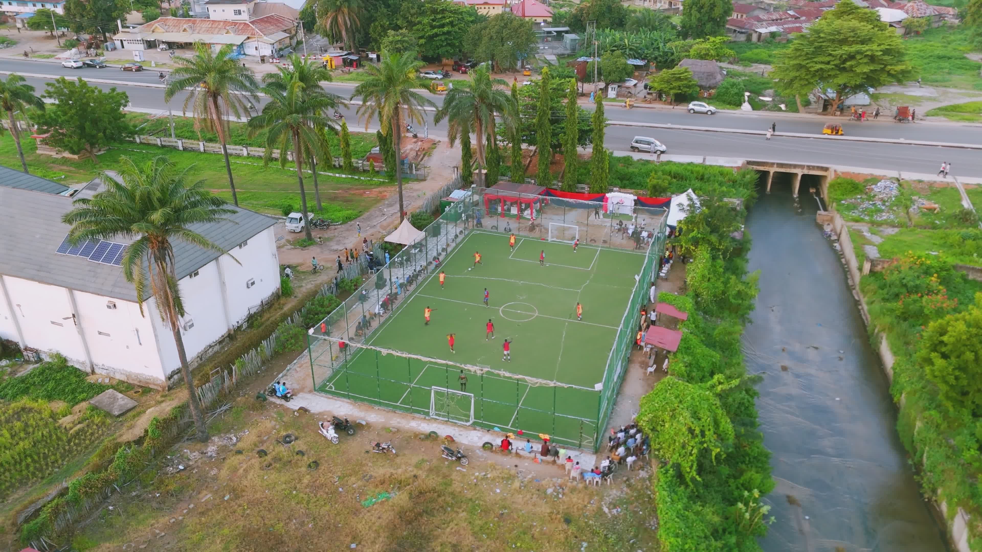 Aerial View of Outdoor Soccer Game Free Stock Video Footage, Royalty ...