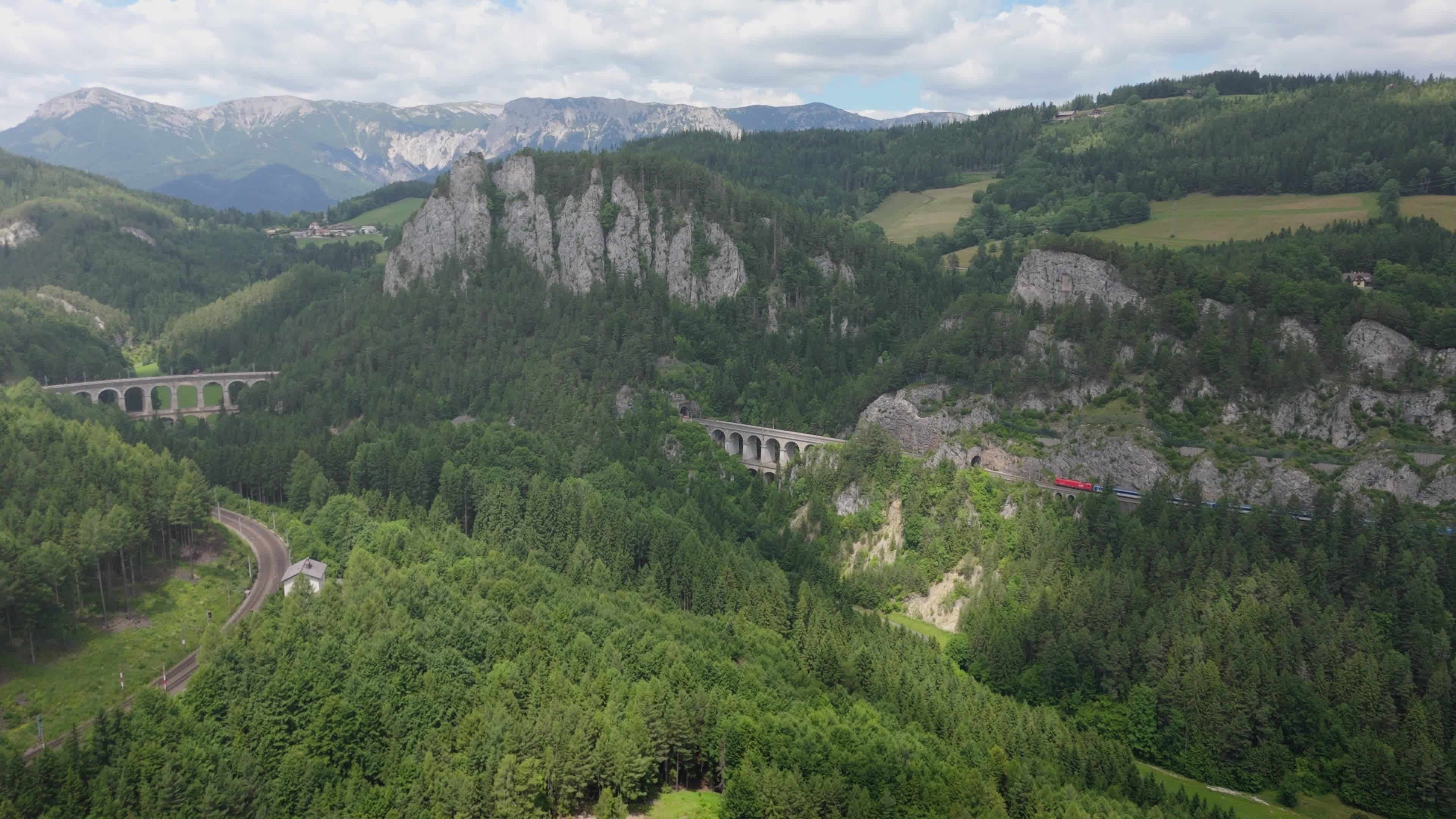 Scenic Train Viaduct Over Austrian Alps Free Stock Video Footage ...