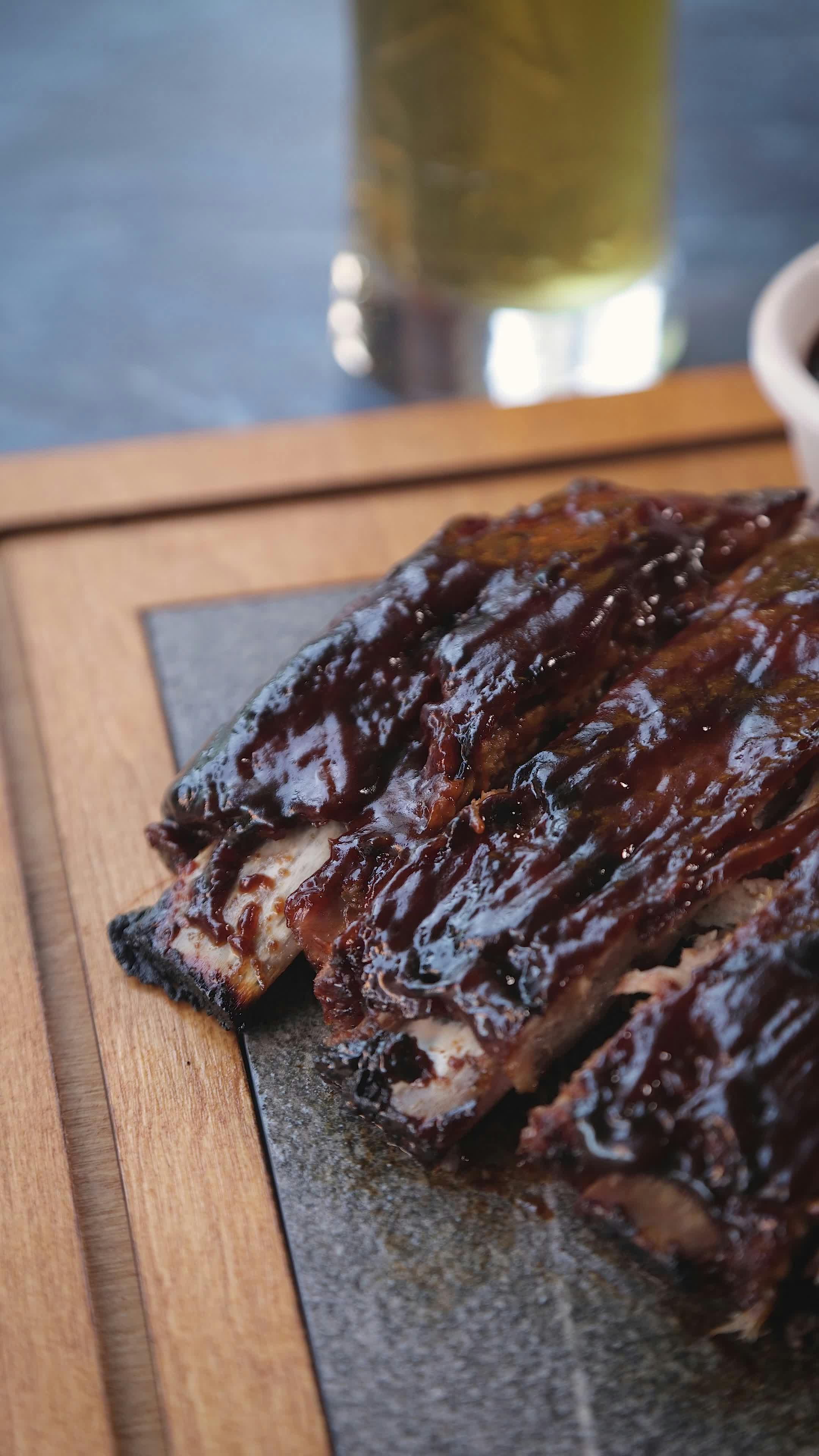 Delicious BBQ Ribs with Side Salad Free Stock Video Footage, Royalty ...