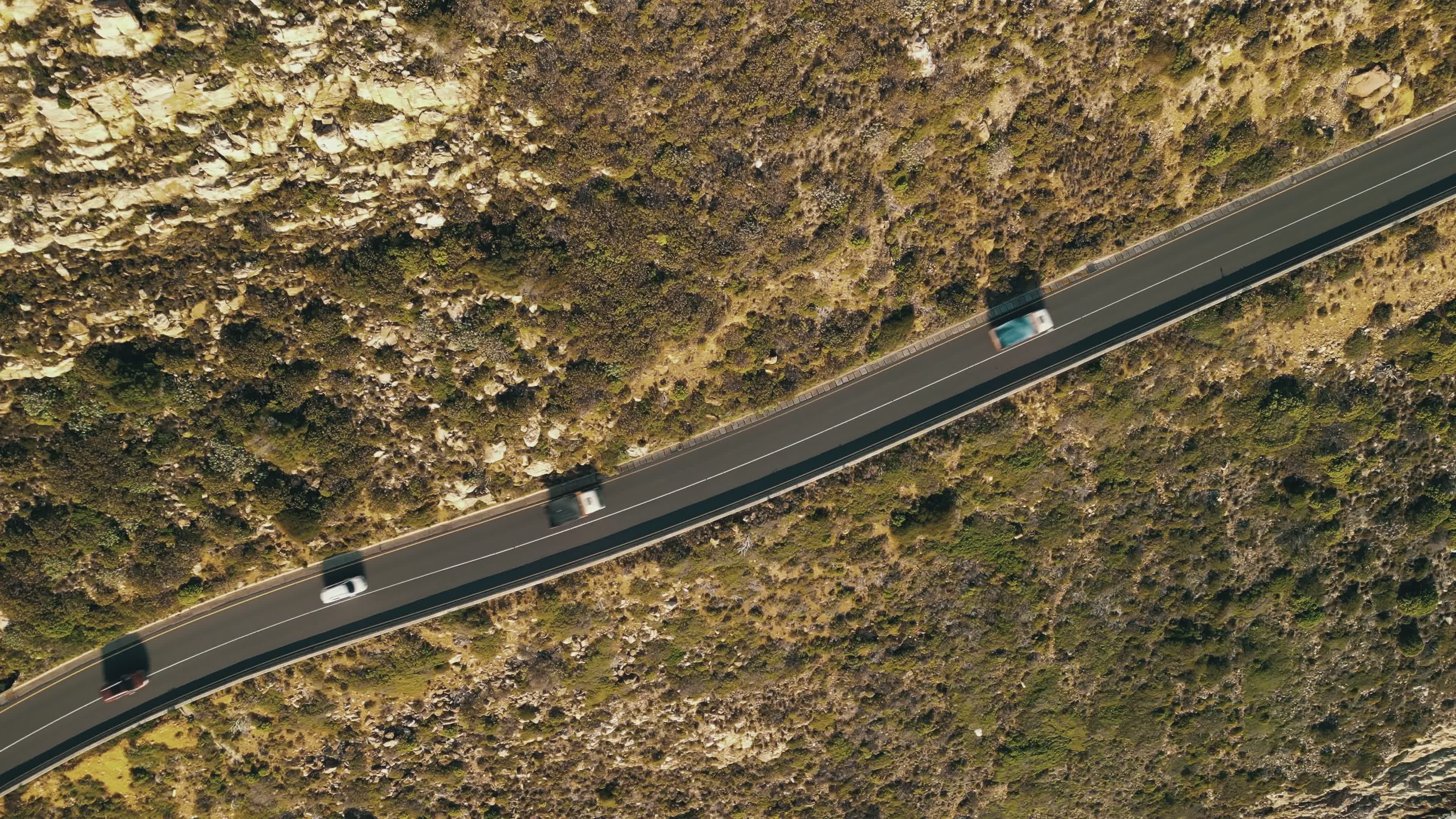 Aerial View of Coastal Road with Moving Cars Free Stock Video Footage ...