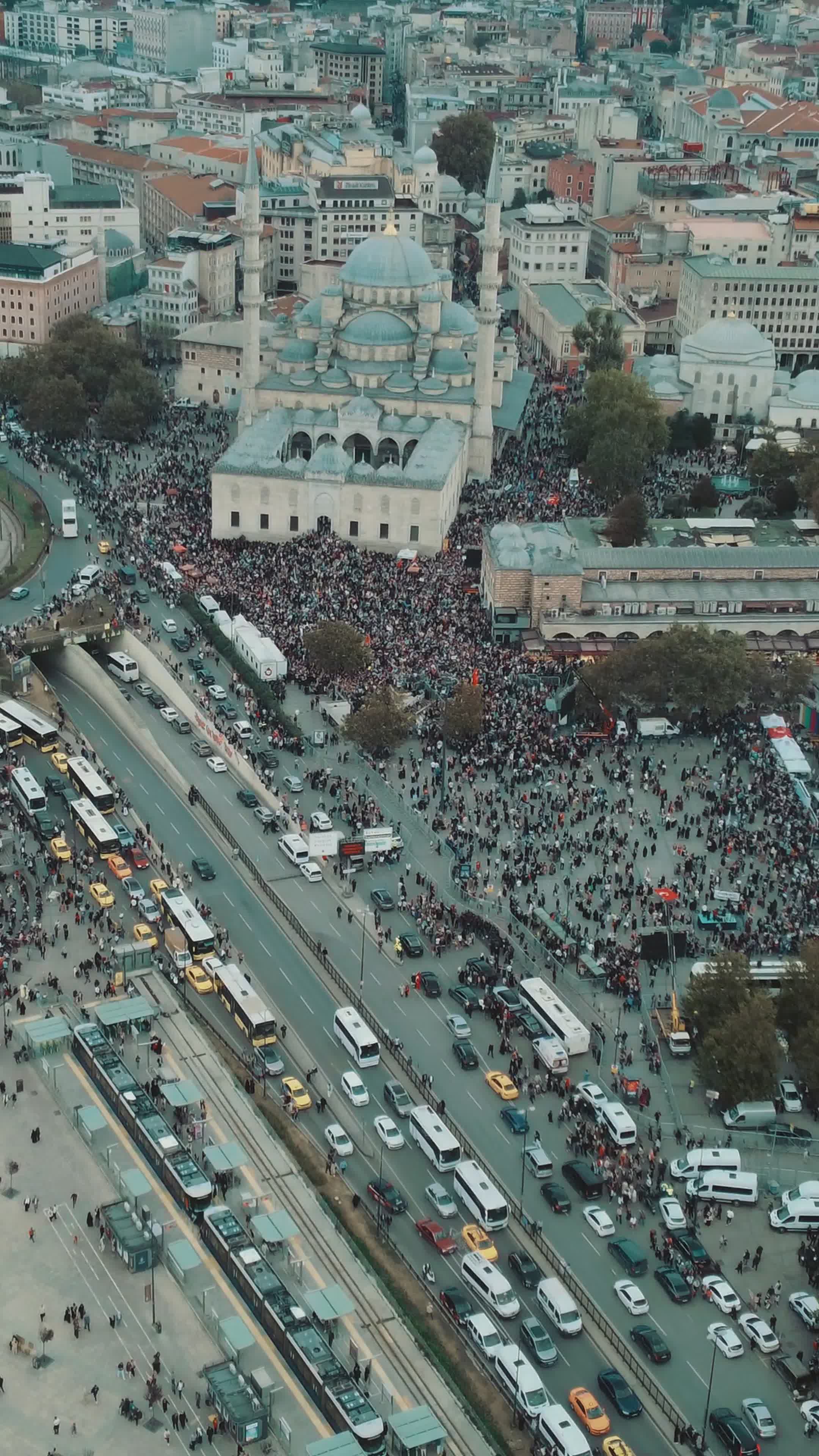 Aerial View of Busy Istanbul Street Near Mosque Free Stock Video ...