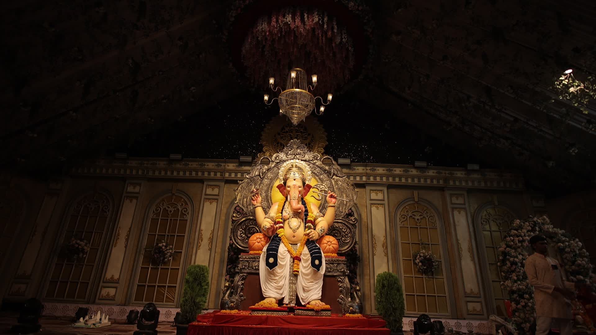 Ganesh Statue in Lavish Temple Setting Free Stock Video Footage ...