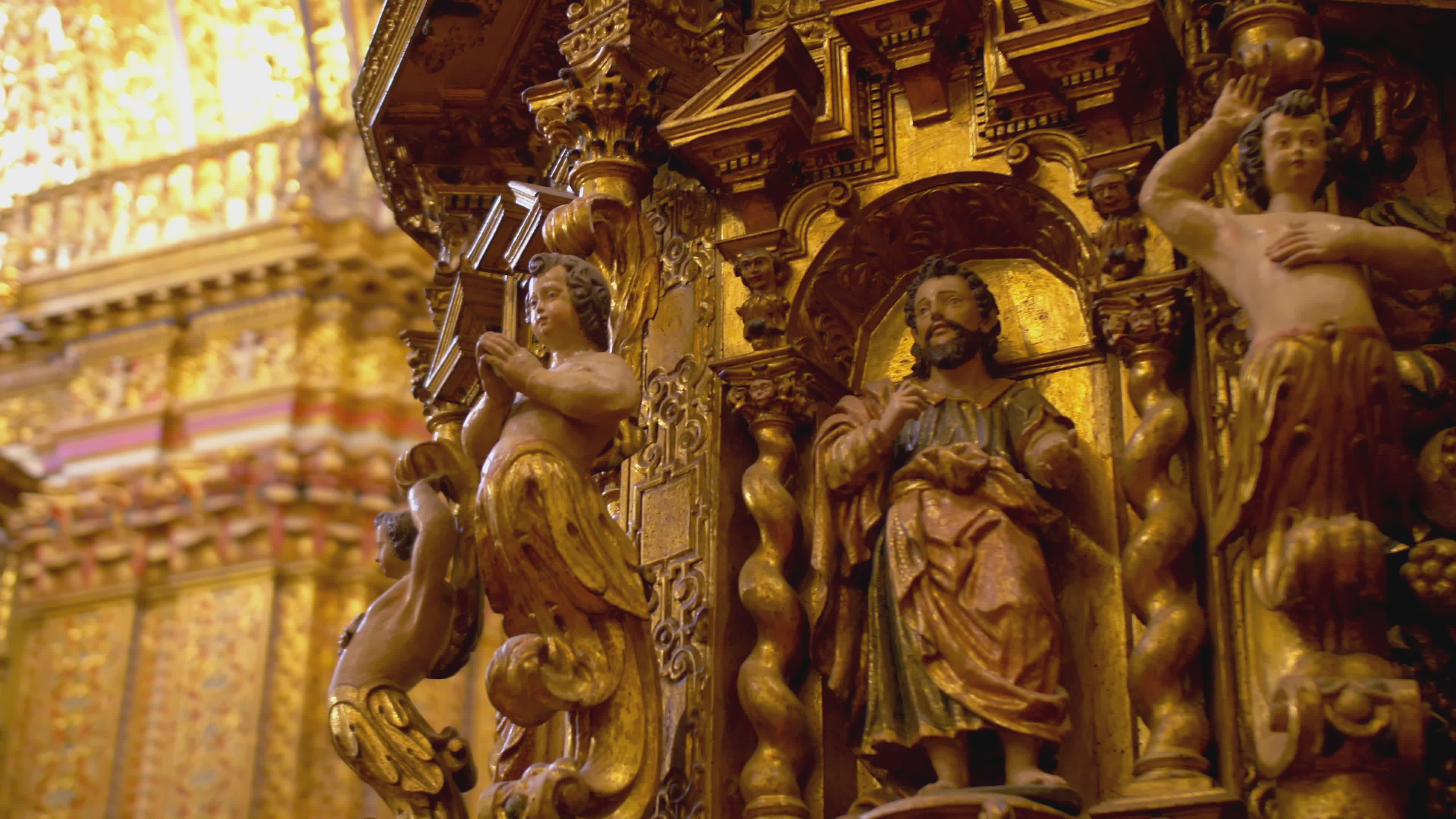 Exquisite Gold Interior of Quito's Church Free Stock Video Footage ...