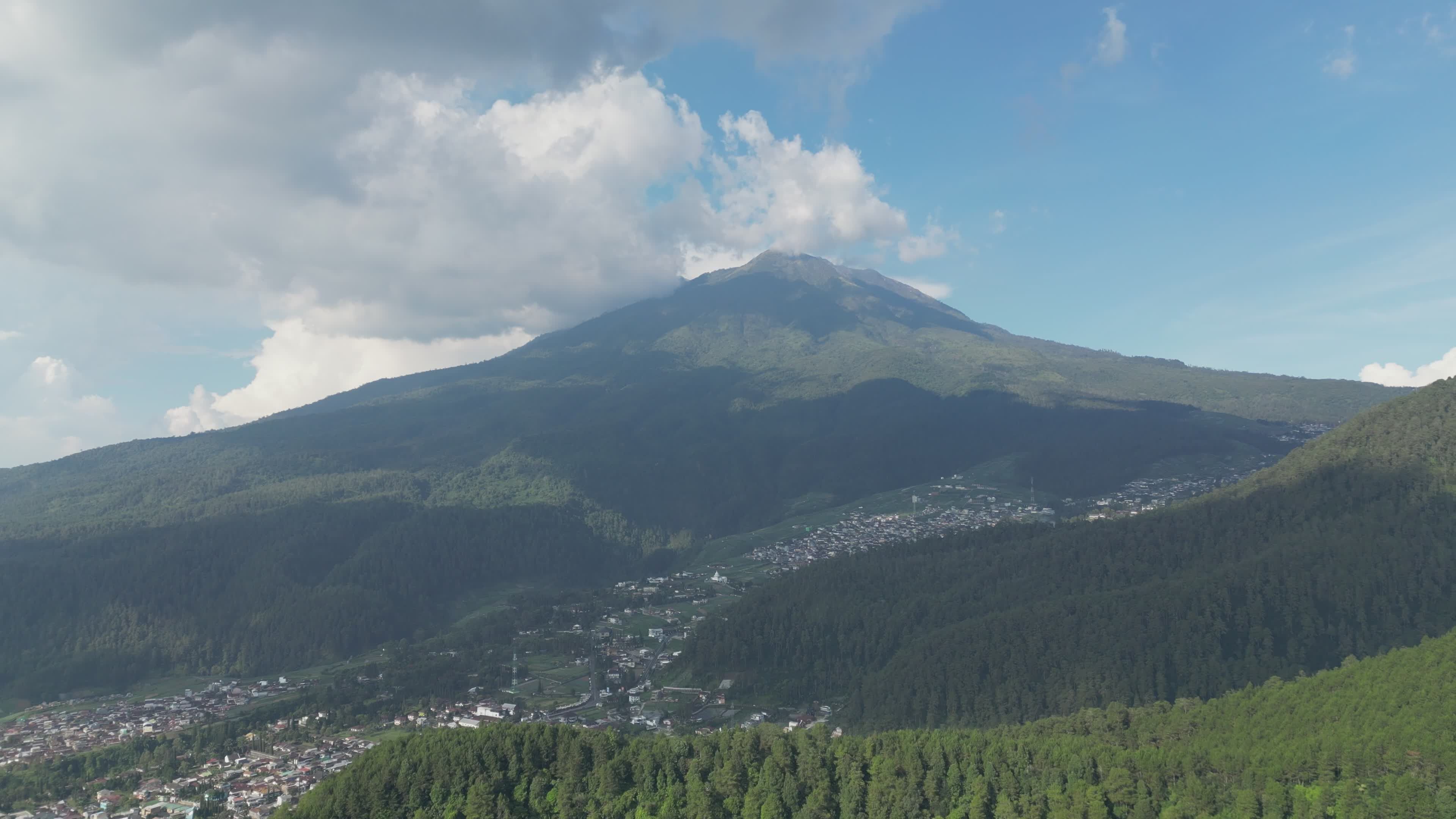 Dramatic View of Active Volcano over Forest Landscape Free Stock Video ...