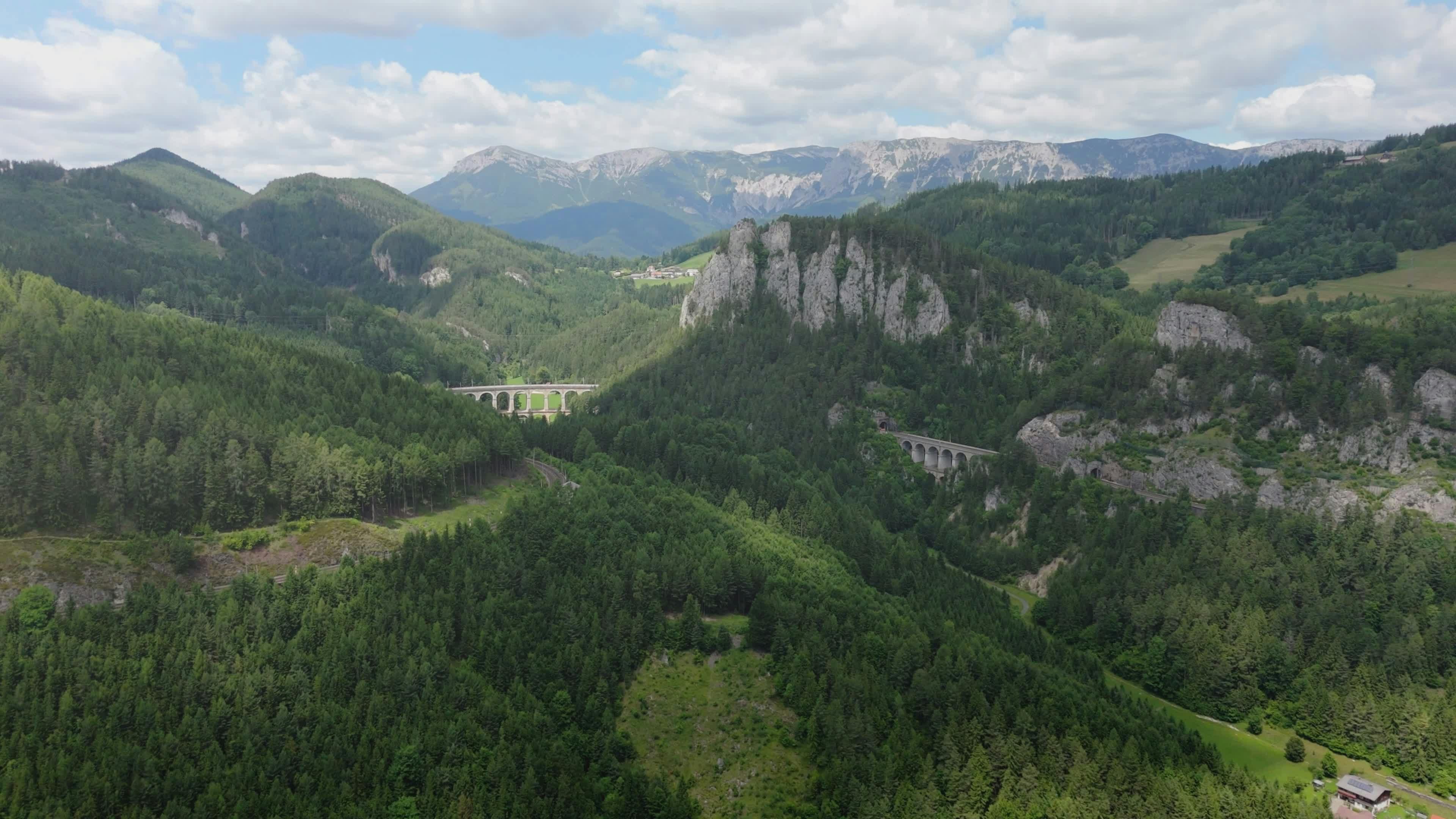 Breathtaking Aerial View of Semmering Pass Viaduct Free Stock Video ...