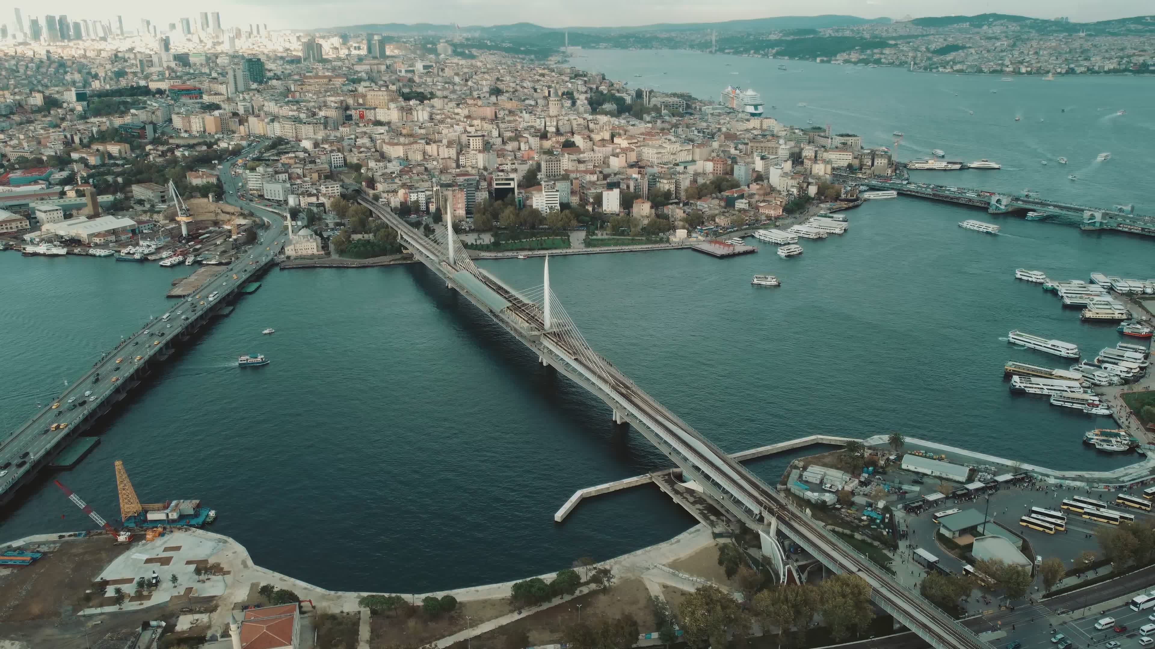 Stunning Aerial View of Istanbul's Historic Waterway Free Stock Video ...