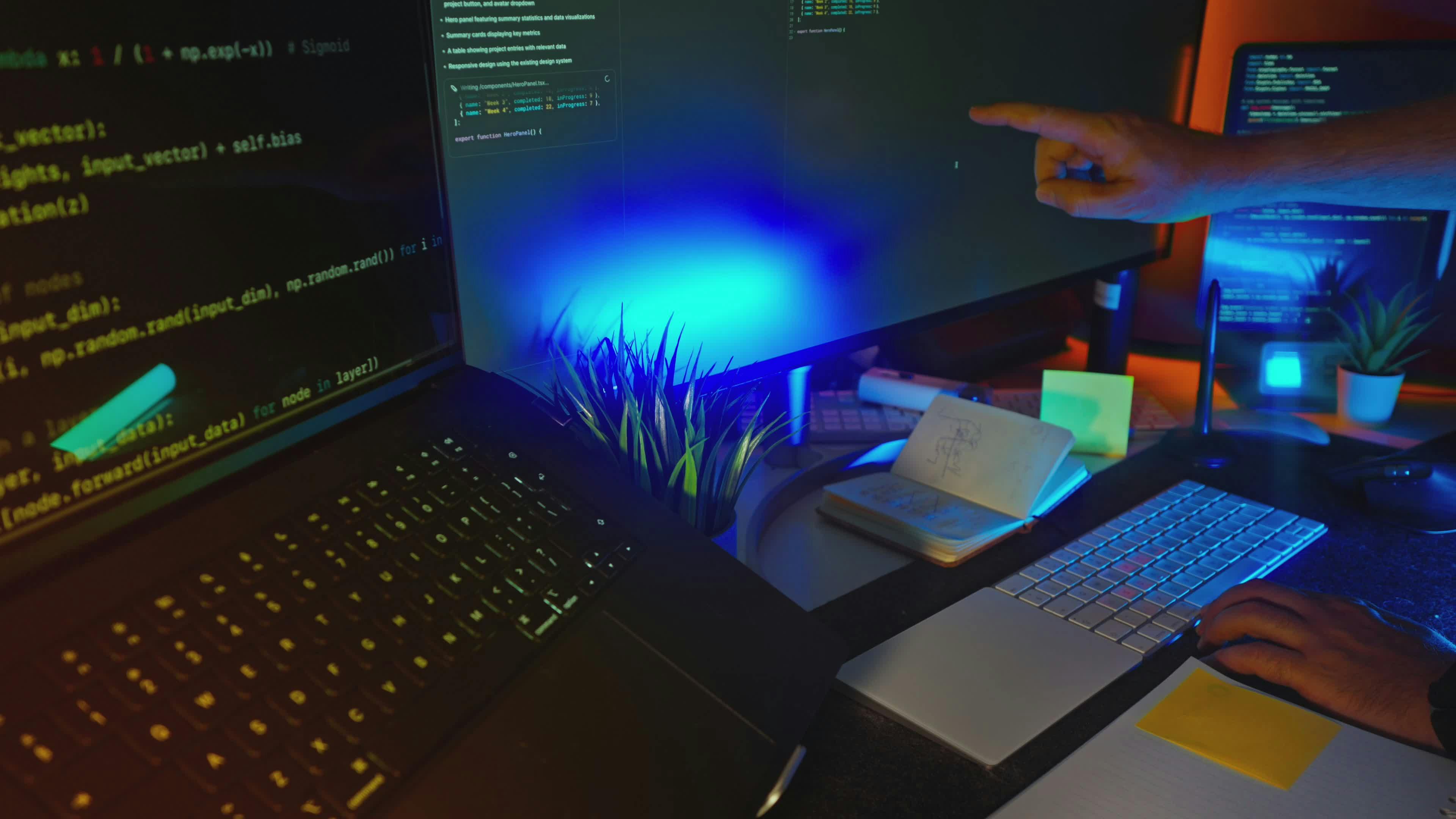 Modern Programmer Working on Multiscreen Setup Free Stock Video Footage ...