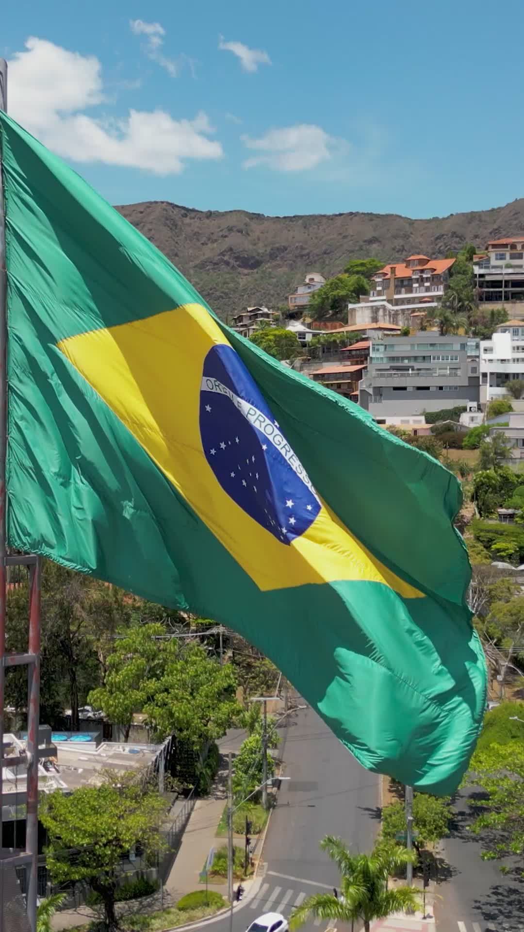 Brazilian Flag Waving in Belo Horizonte Free Stock Video Footage ...