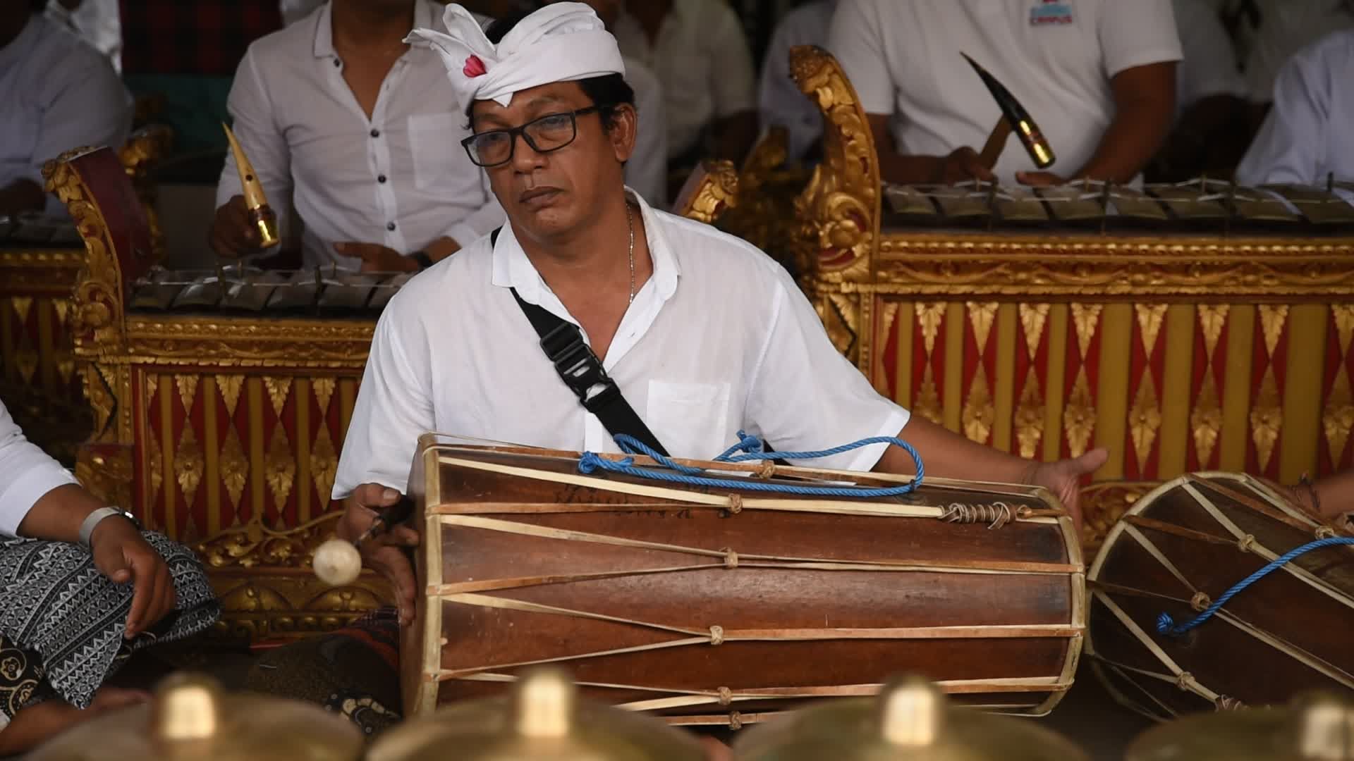 Traditional Balinese Gamelan Drum Performance Free Stock Video Footage ...
