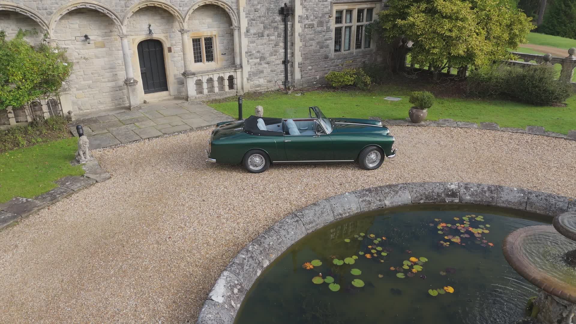 Drone View of Classic Car at Stately Manor Free Stock Video Footage ...