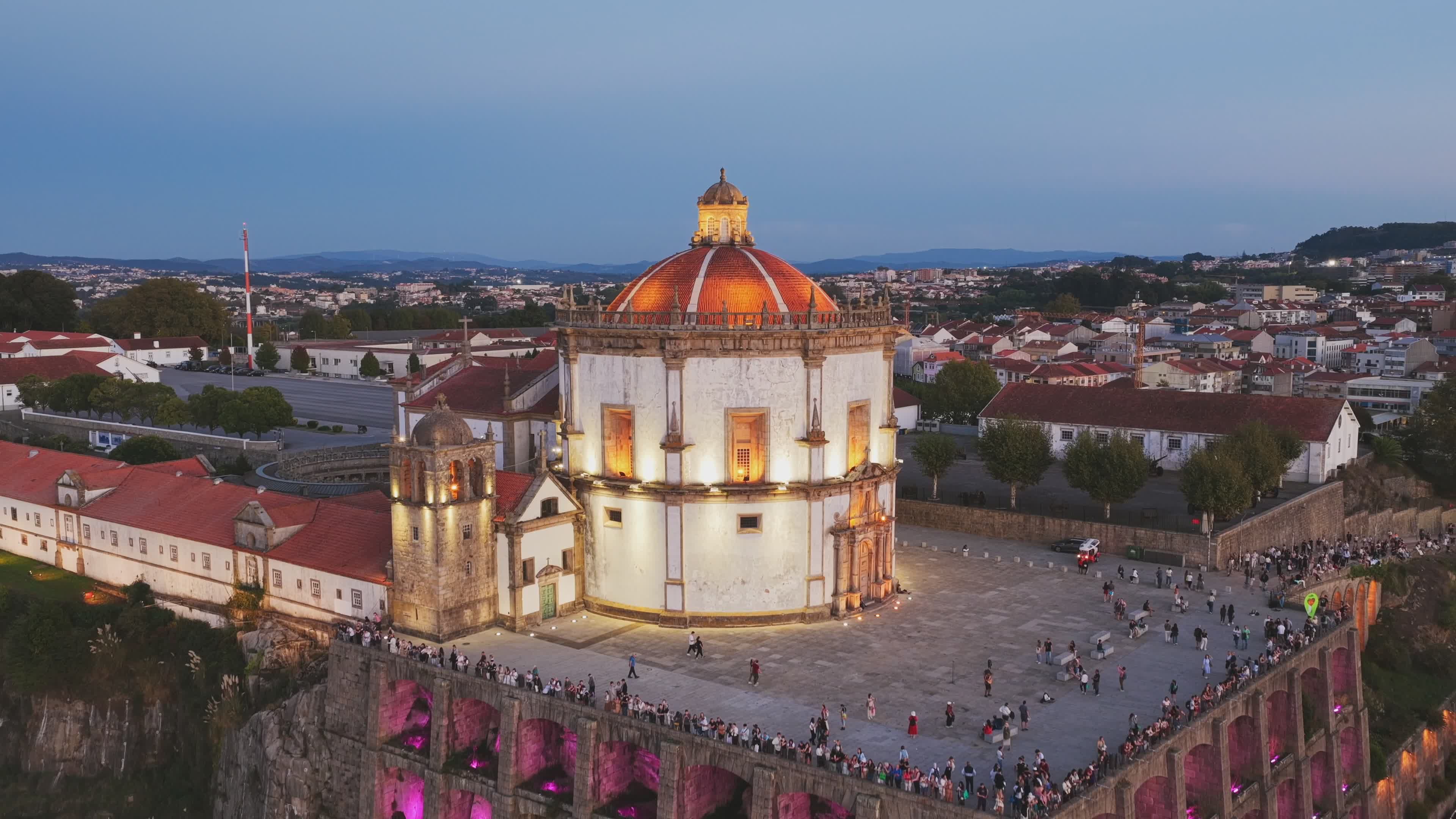 Aerial View of Serra do Pilar Monastery at Sunset Free Stock Video ...