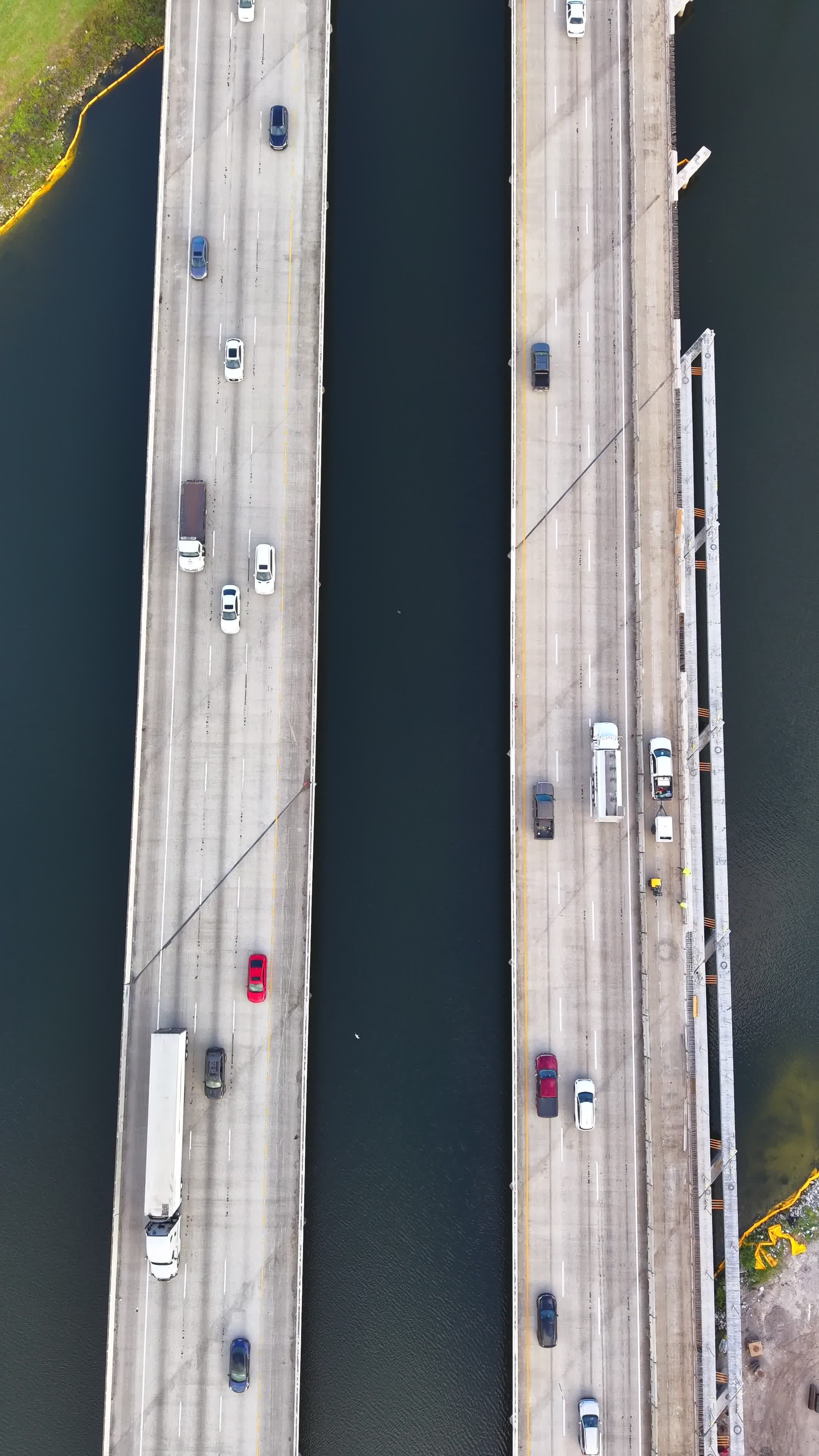 Aerial View of Busy Traffic on Twin Bridges Free Stock Video Footage ...