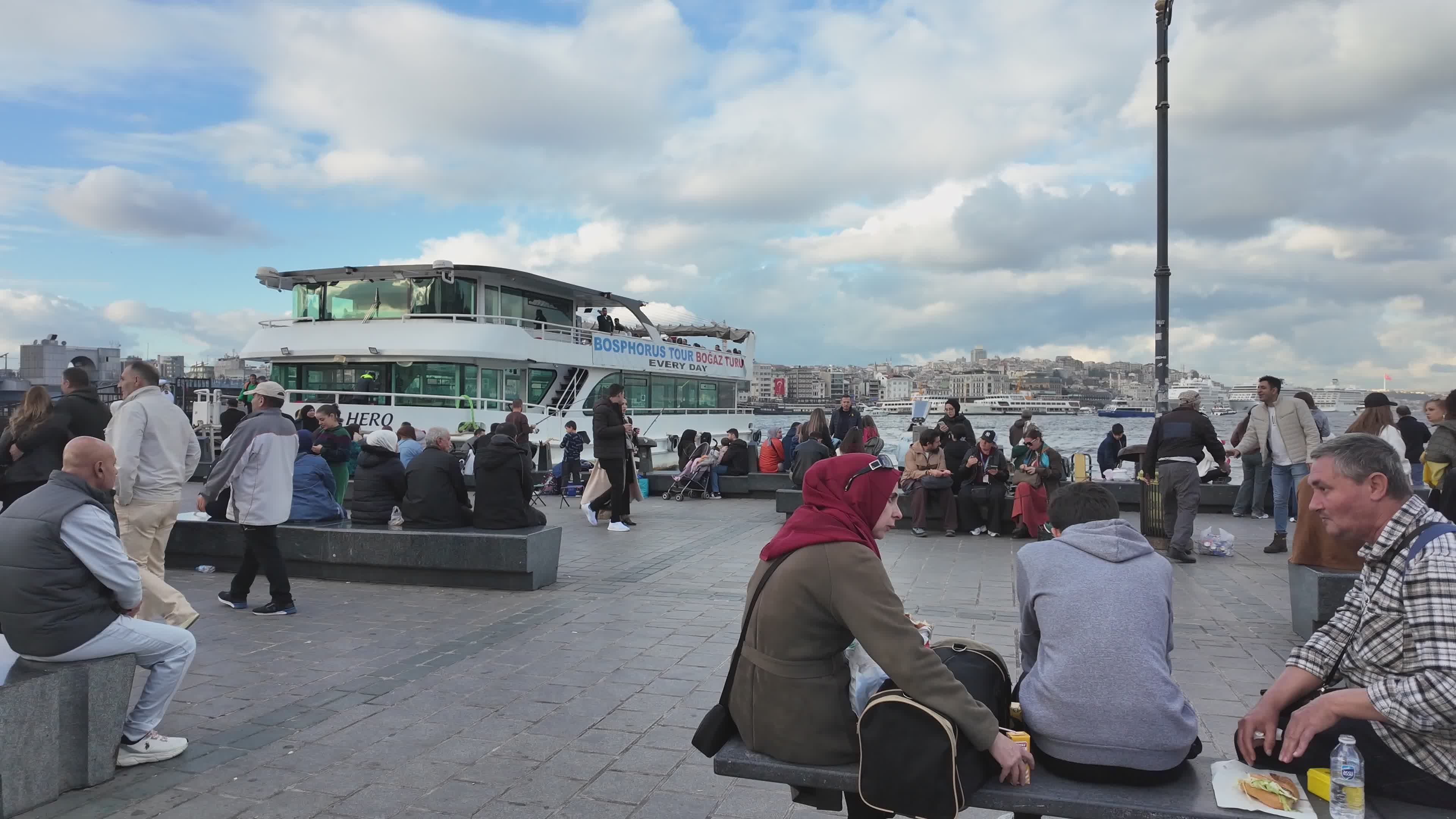 Bustling Istanbul Dock with Ferry and Crowd Free Stock Video Footage ...