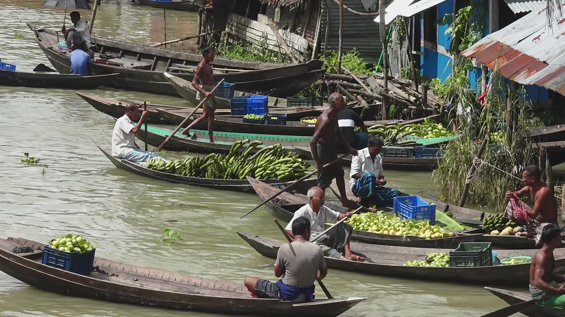 Bustling Bhimruli Floating Guava Market in Bangladesh Free Stock Video ...