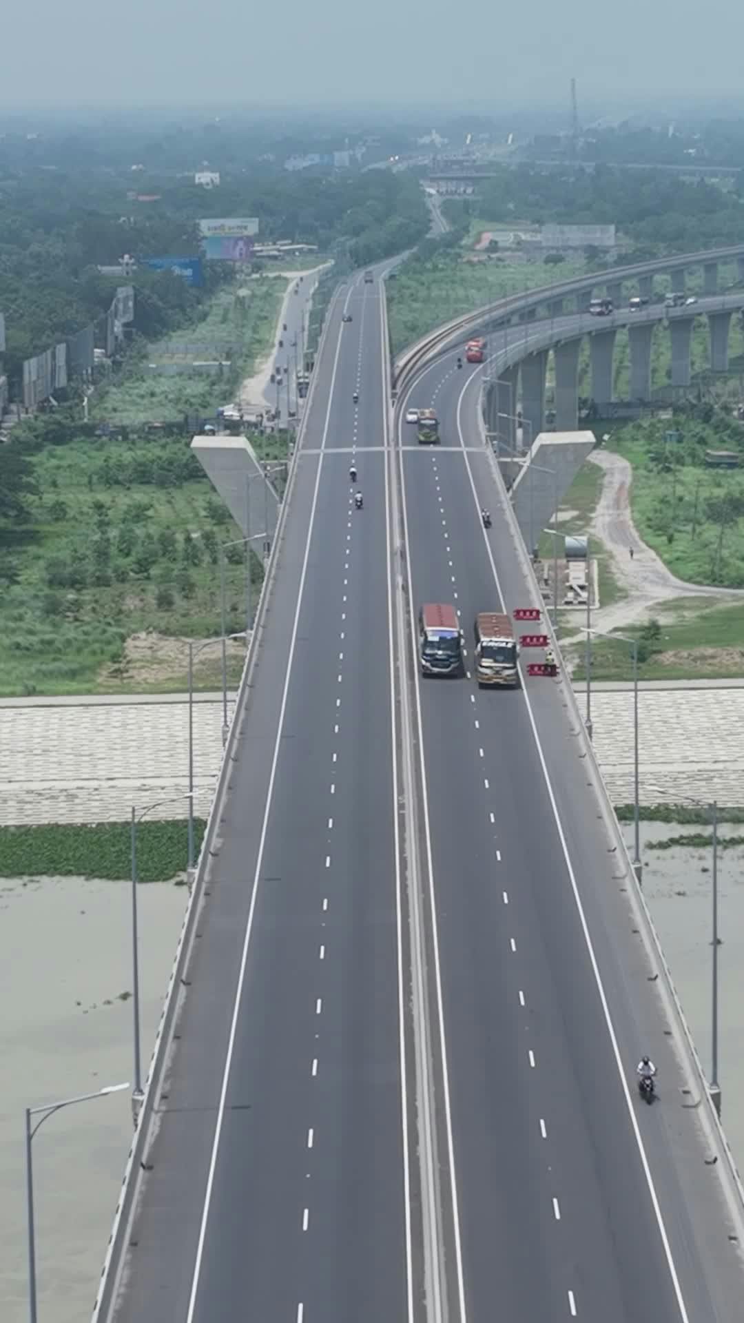 Aerial View of Padma Bridge Traffic Flow in Bangladesh Free Stock Video ...