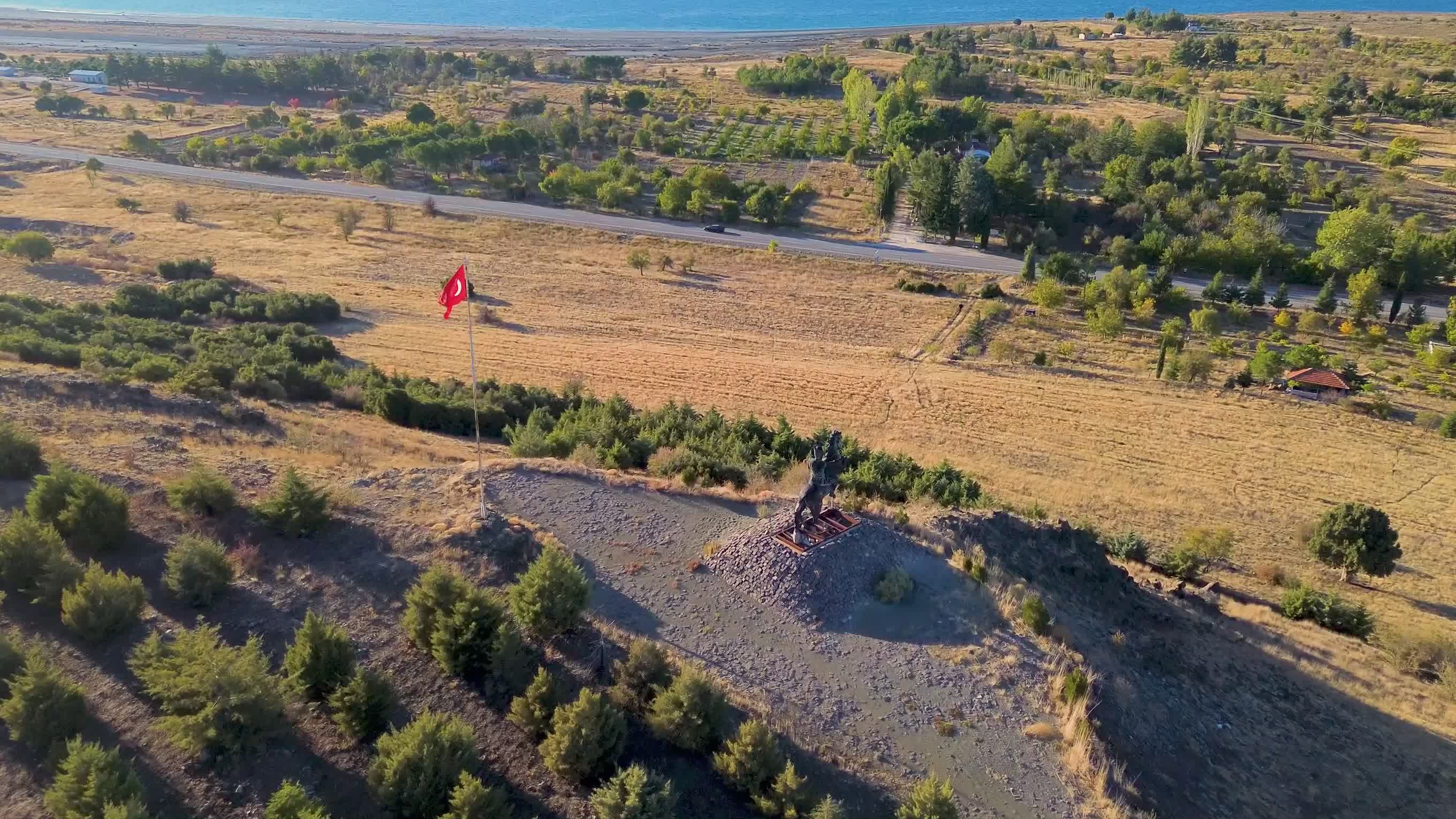 Serene Drone View of Turkish Countryside and Monument Free Stock Video ...