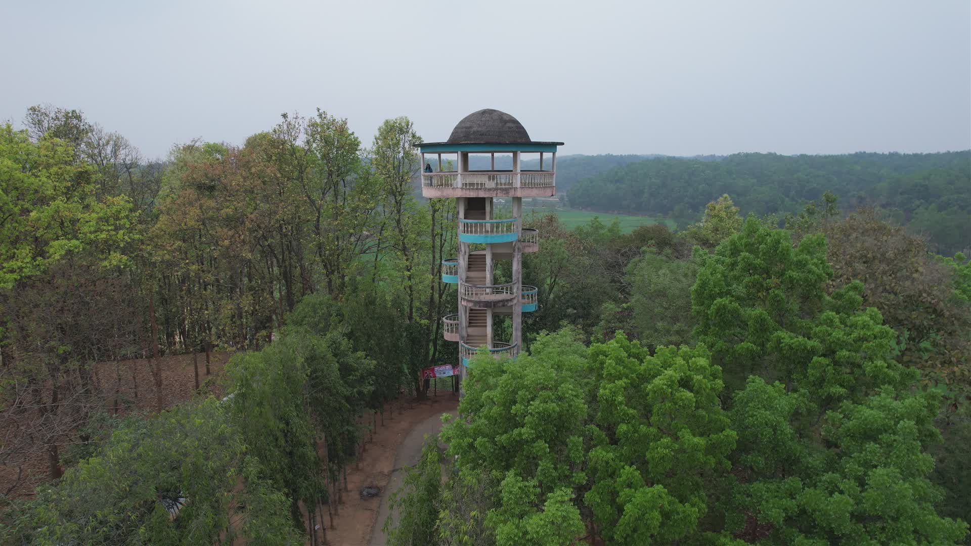 Drone View of Scenic Modhutila Eco Park Tower Free Stock Video Footage ...