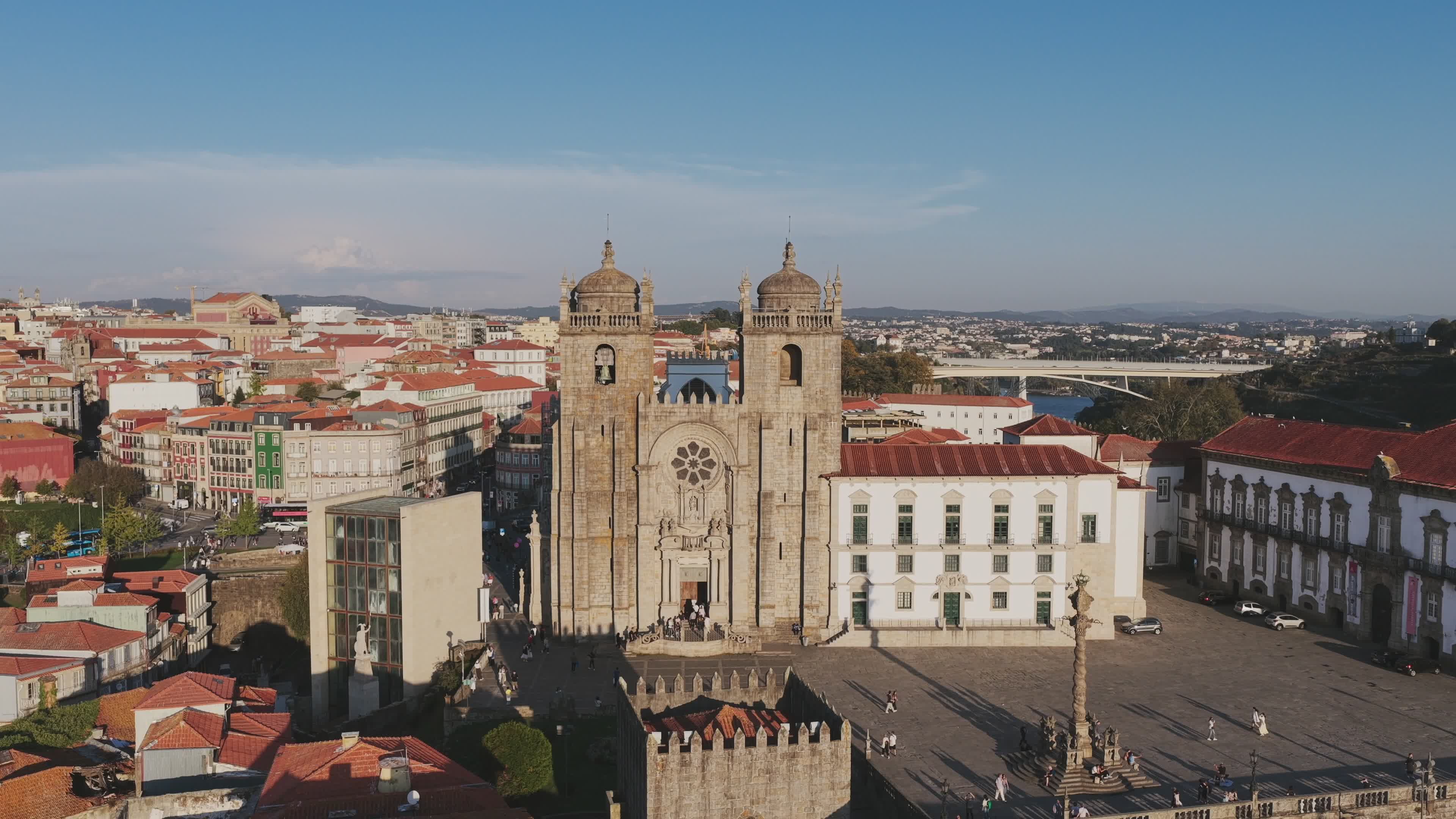 Aerial View of Porto Cathedral in Portugal Free Stock Video Footage ...
