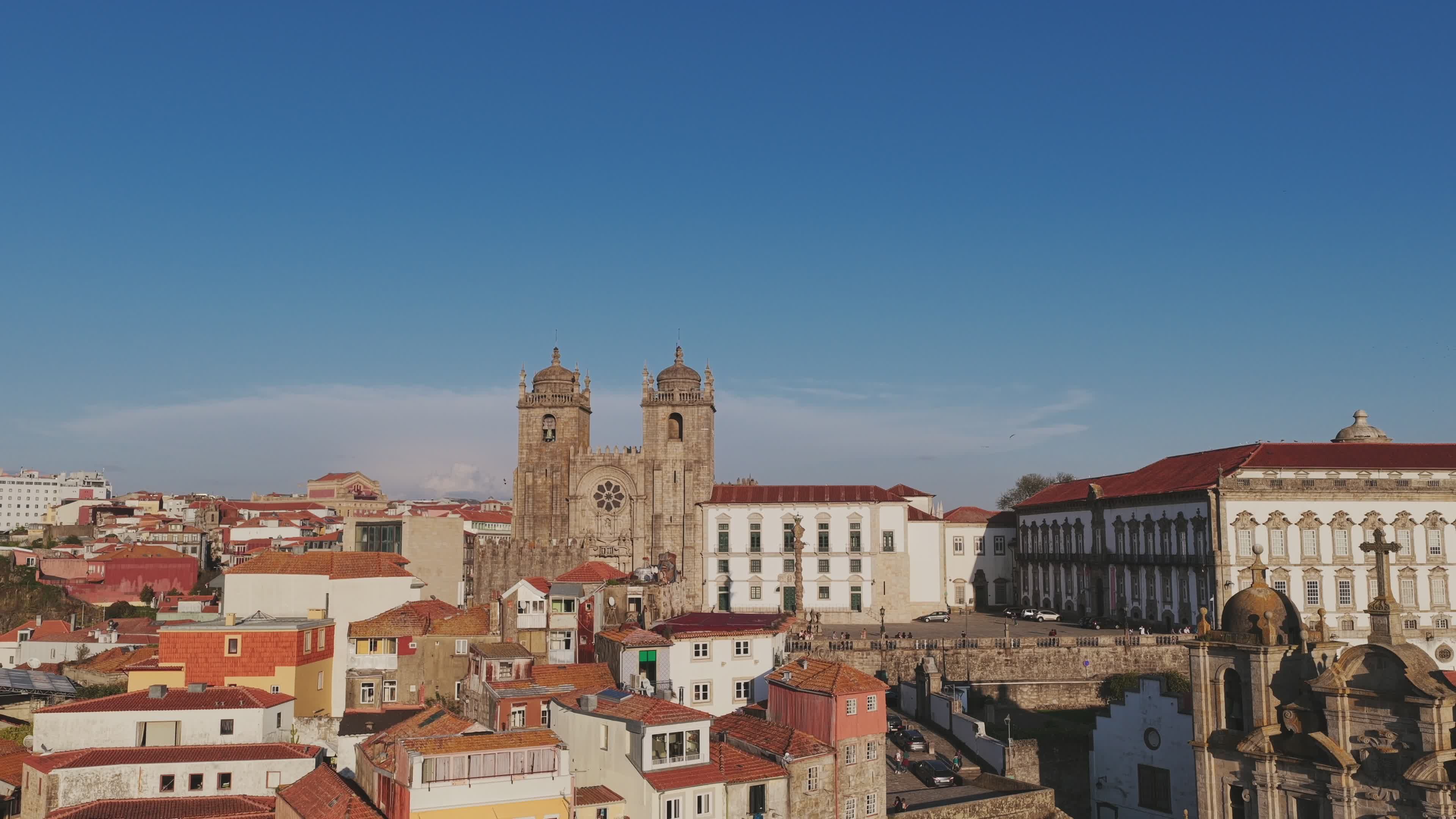 Stunning Aerial View of Porto Cathedral, Portugal Free Stock Video ...