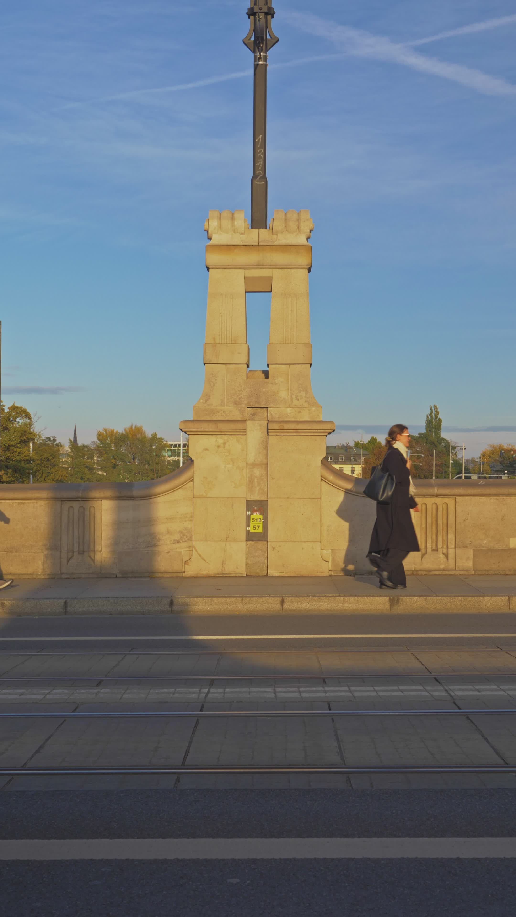 Bustling City Bridge with Passersby at Dusk Free Stock Video Footage ...