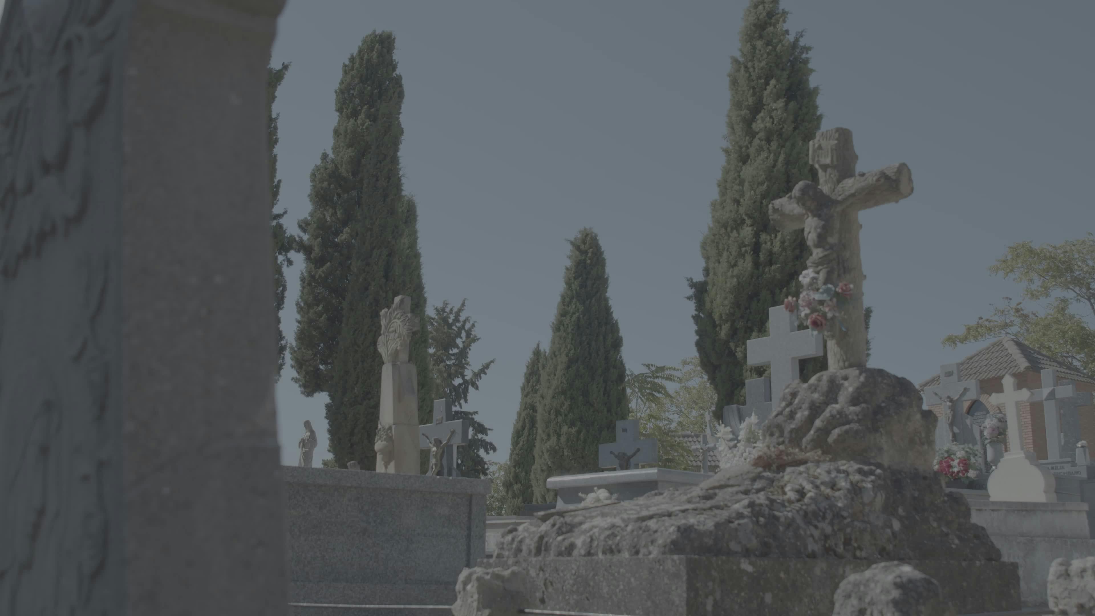 Serene Historical Cemetery with Cross Monuments Free Stock Video ...