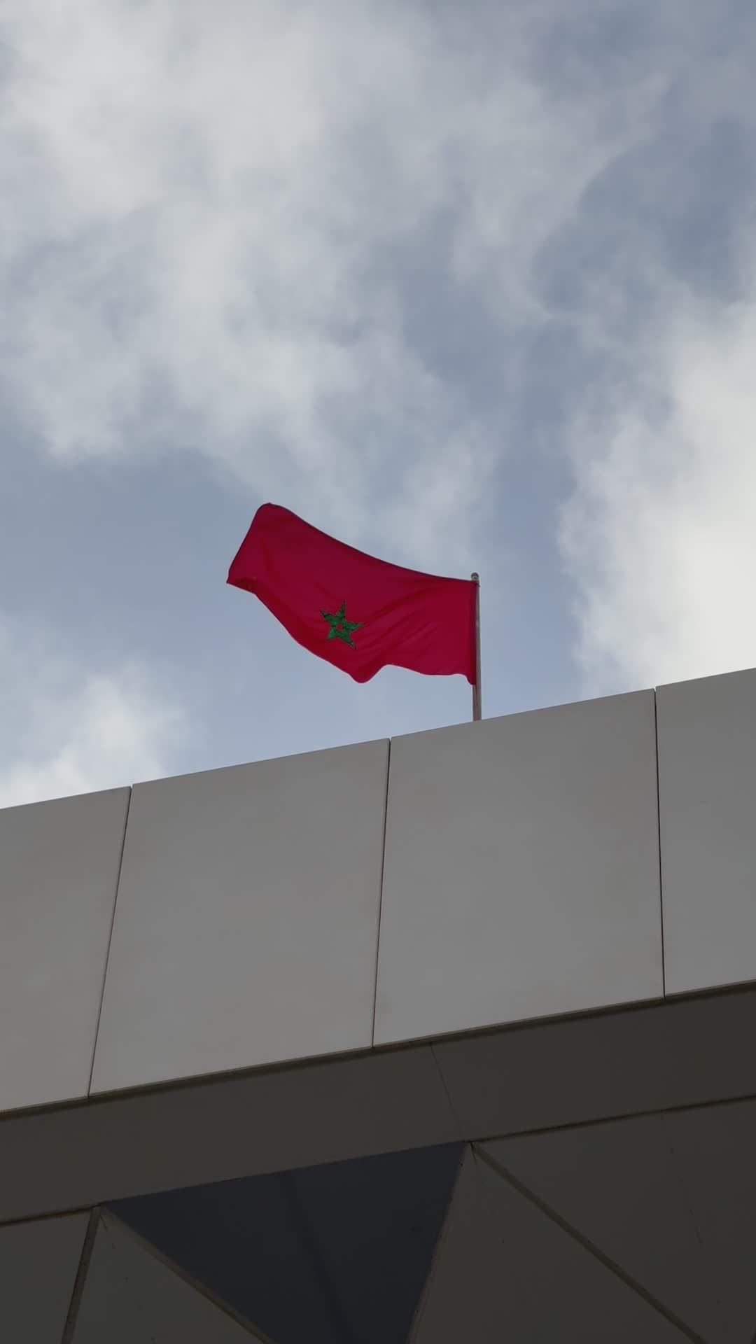 Moroccan Flag Waving in the Wind on Rooftop Free Stock Video Footage ...