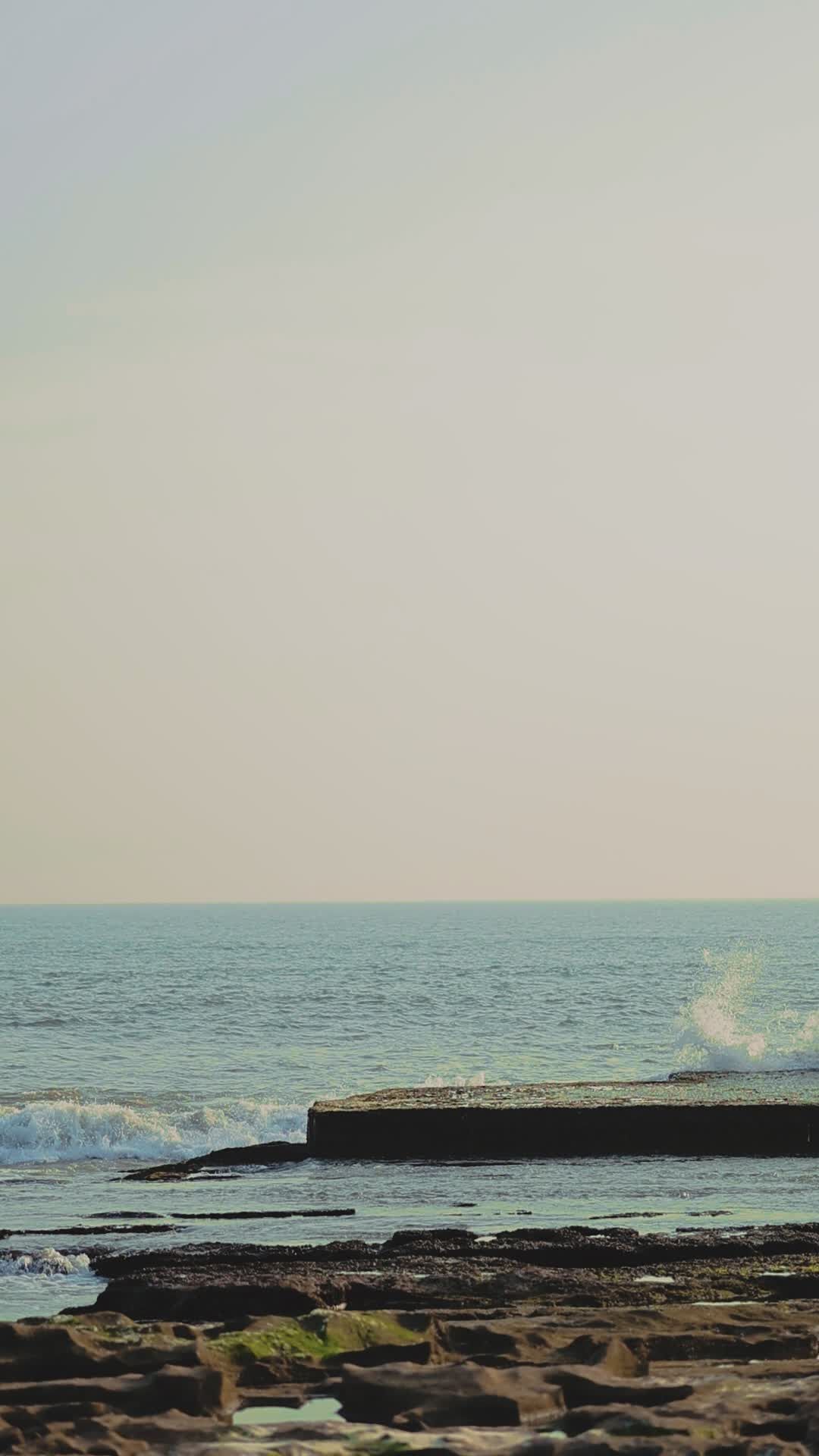 Cinematic Ocean Waves on Rocky Shore Free Stock Video Footage, Royalty ...