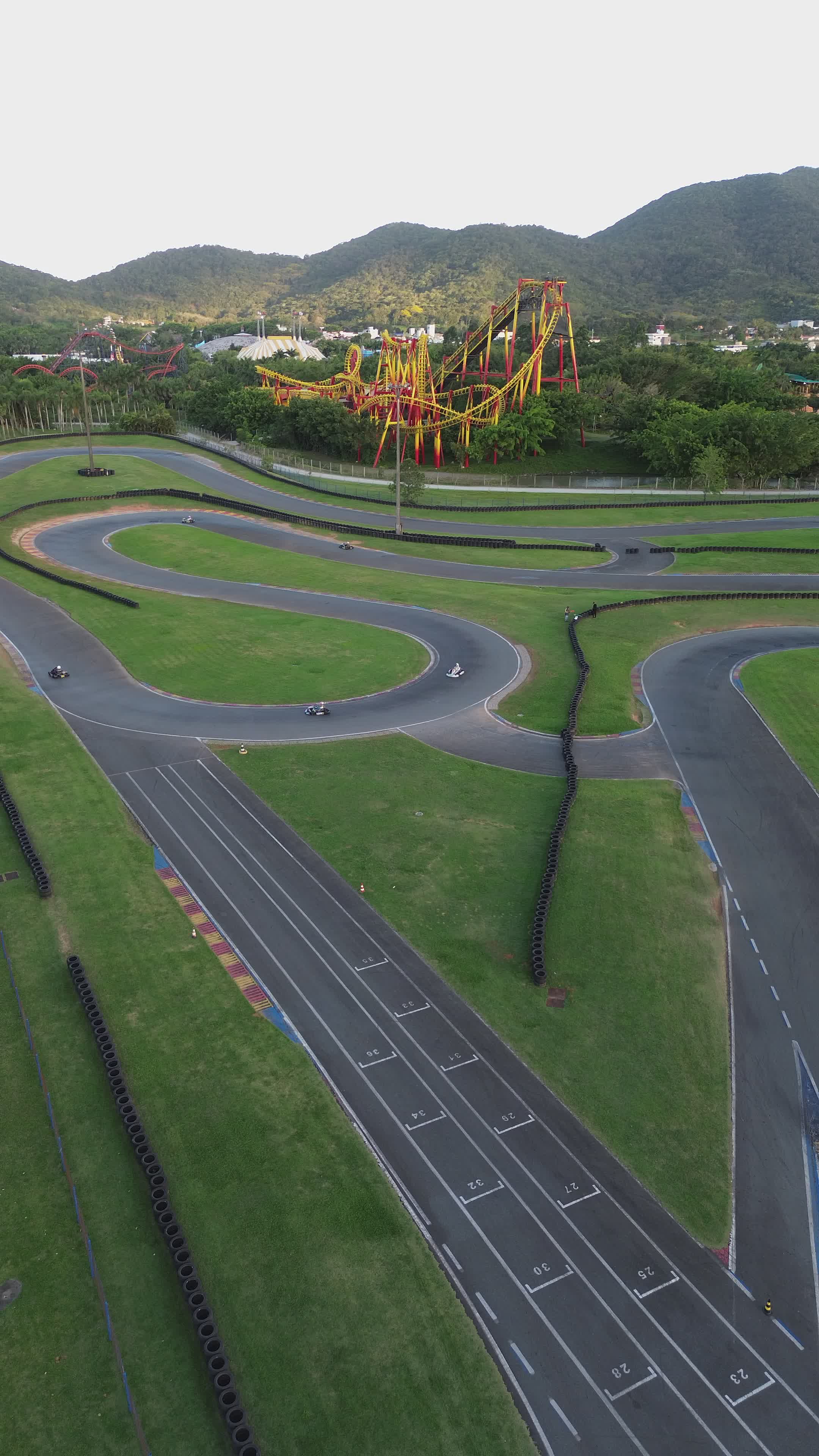 Aerial View of Outdoor Go-Kart Track at Dusk Free Stock Video Footage ...