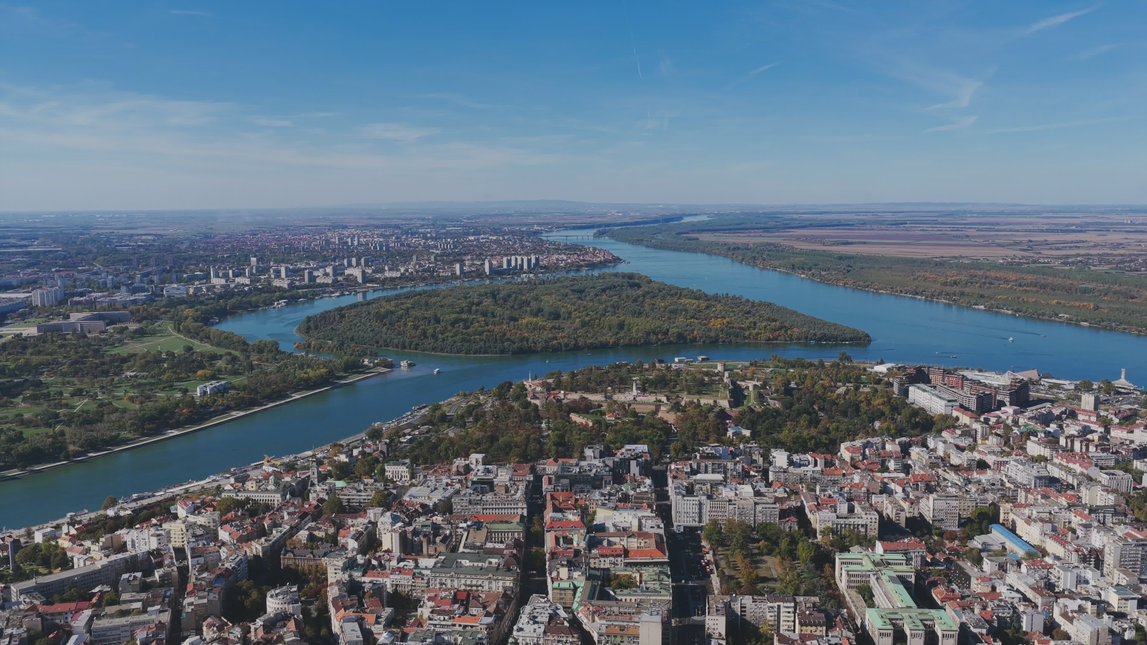 Aerial View of Belgrade and Danube River Free Stock Video Footage ...