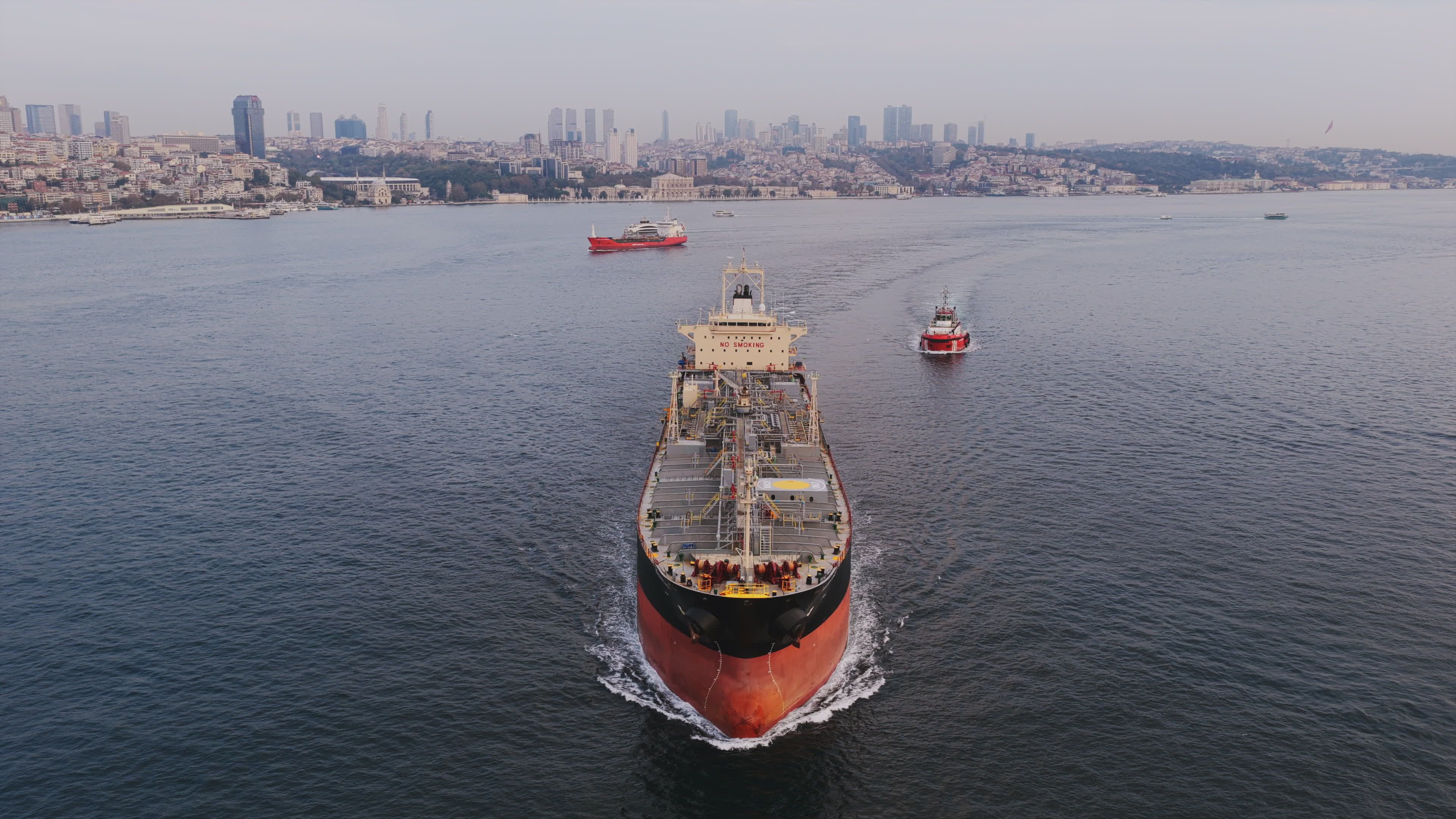 Aerial View of Cargo Ship in Istanbul Waterway Free Stock Video Footage ...