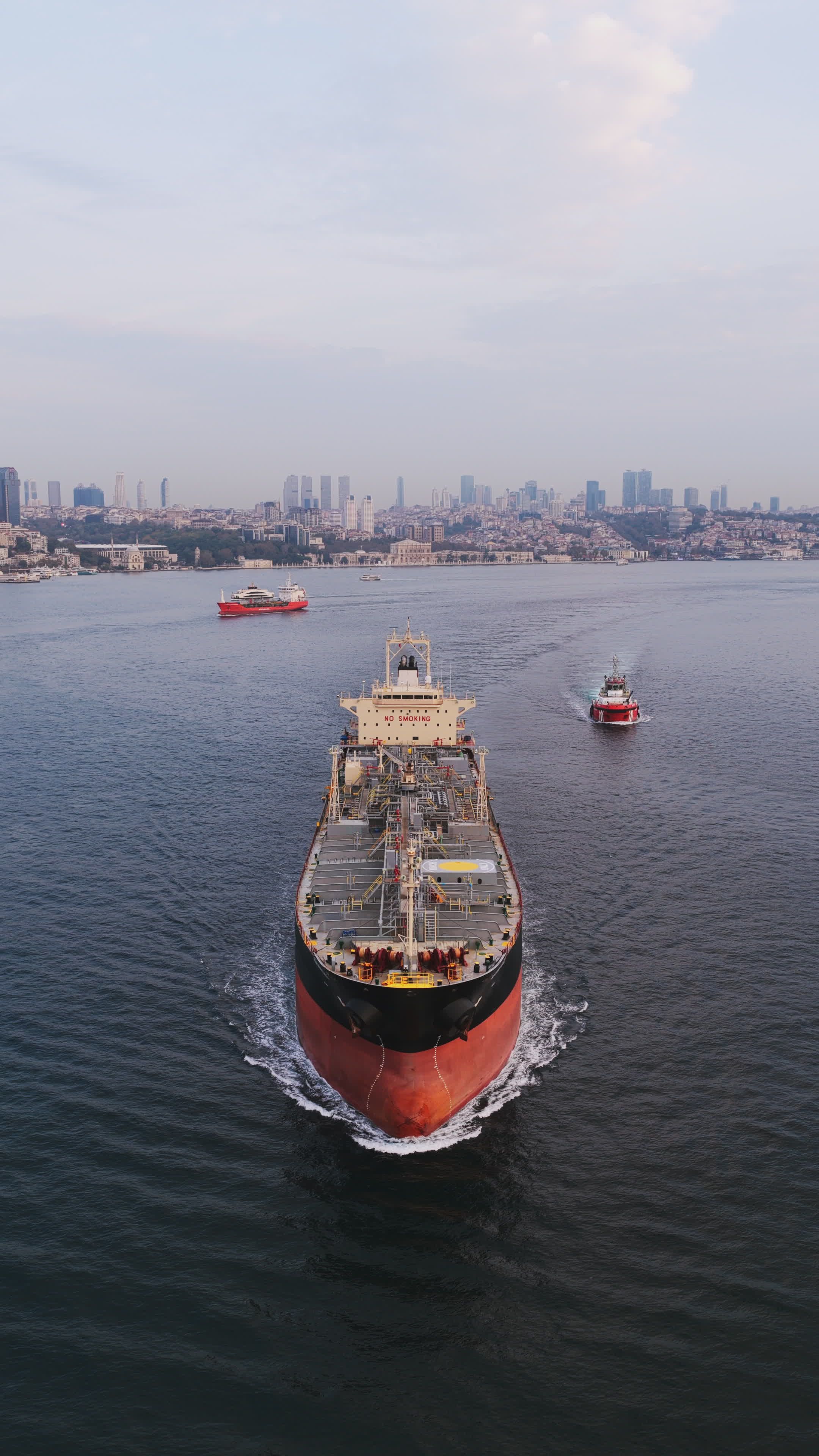 Aerial Shot of Cargo Ship in Istanbul Harbor Free Stock Video Footage ...