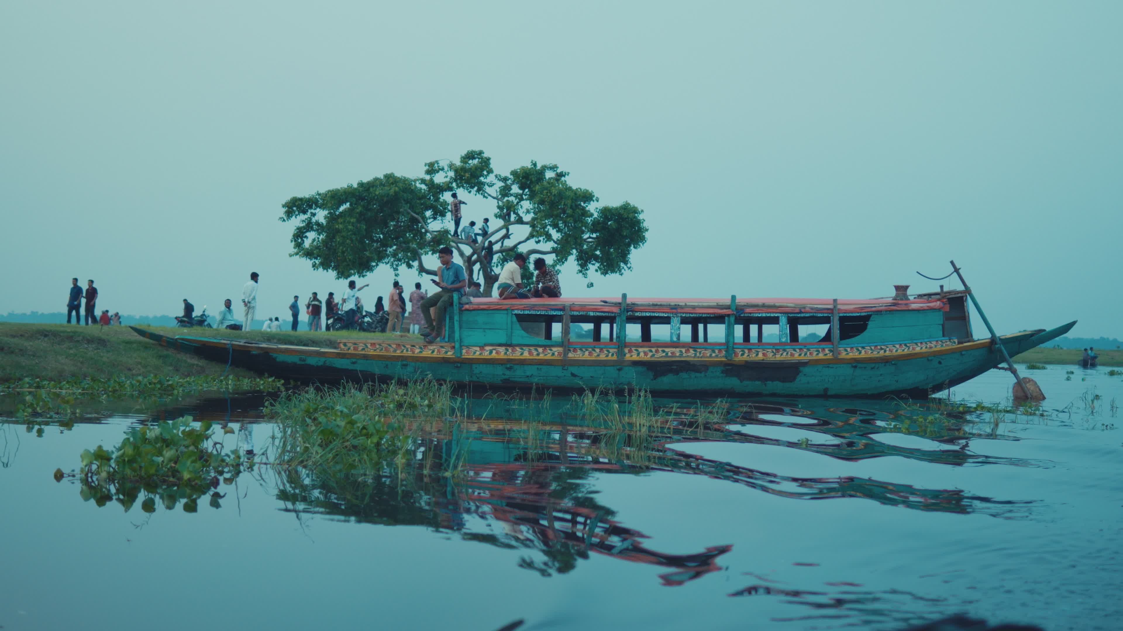 Serene Boat Scene on Tranquil Lake Free Stock Video Footage, Royalty ...