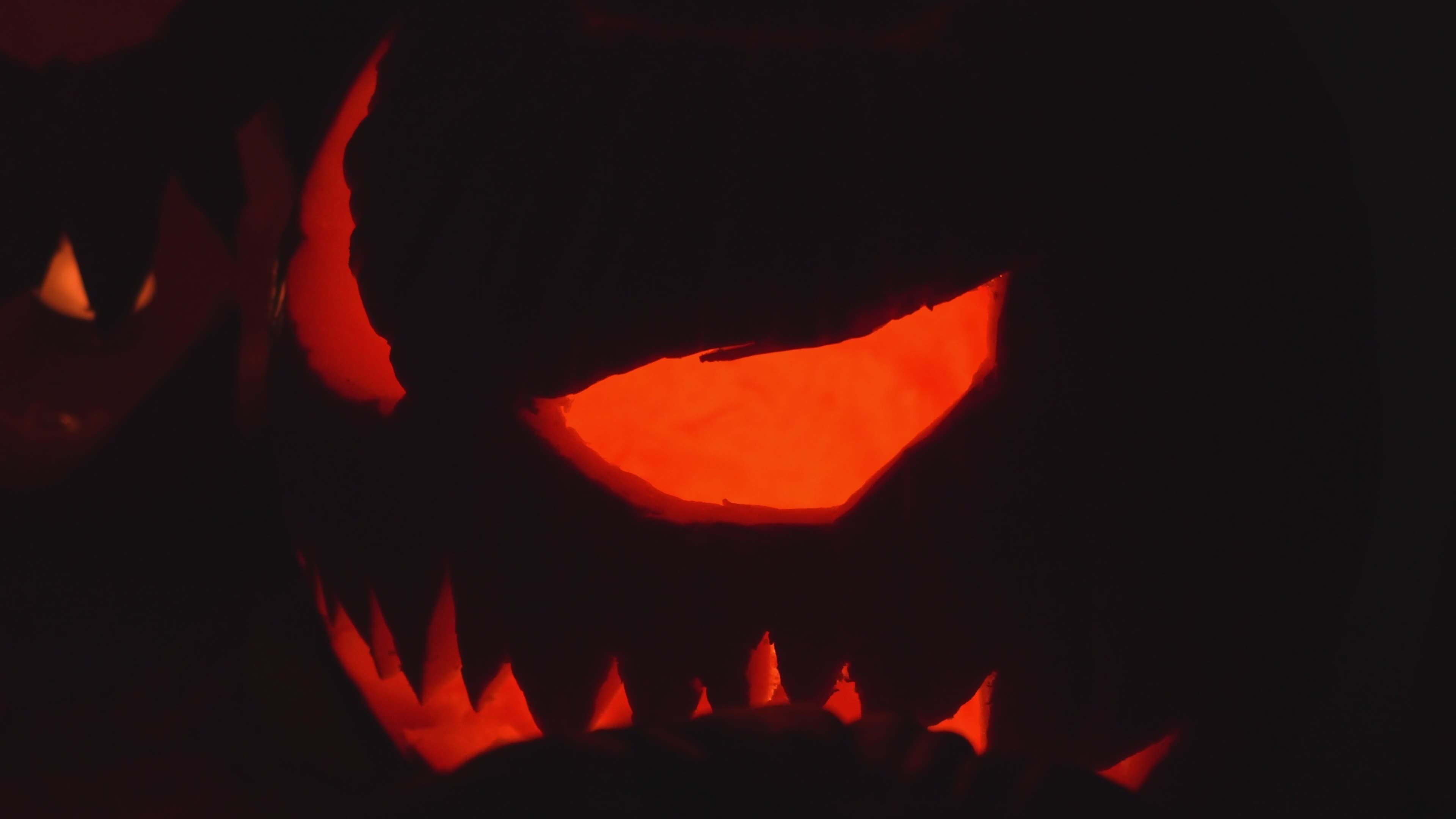 Scary Pumpkin Jack-o'-Lanterns for Halloween Free Stock Video Footage ...