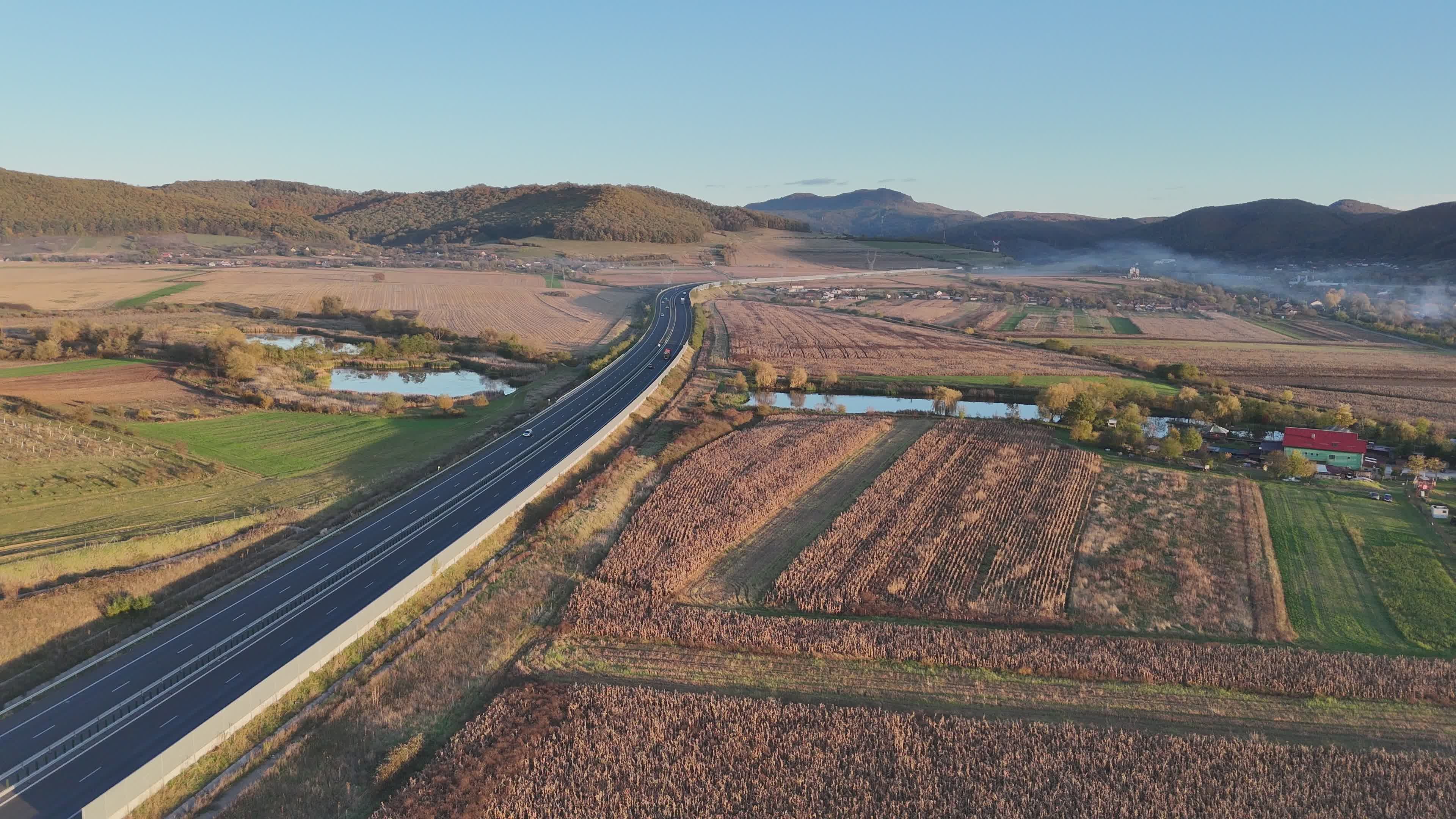 Aerial View of Scenic Countryside and Highway Free Stock Video Footage ...