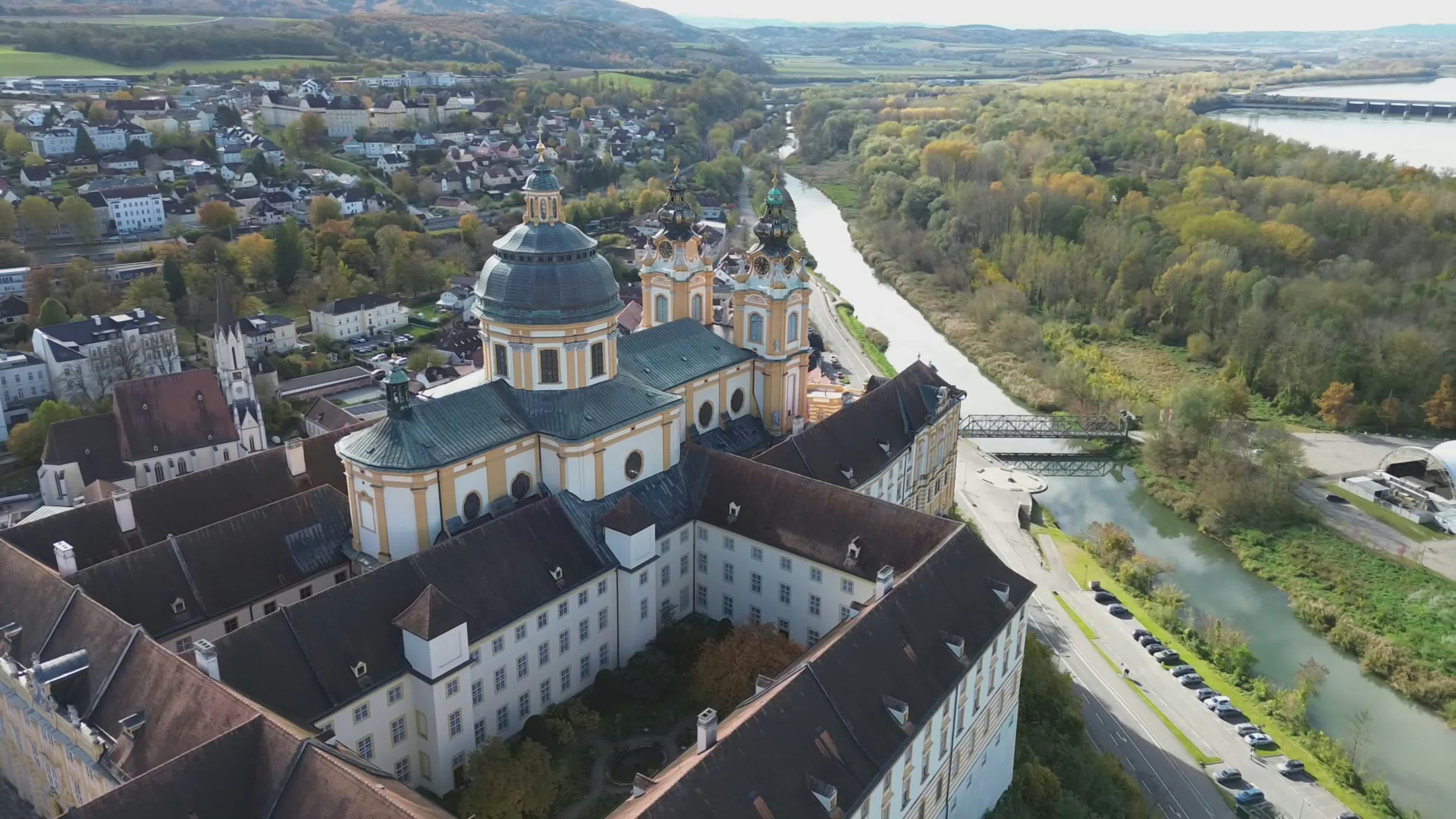 Aerial View of Melk Abbey in Austria Free Stock Video Footage, Royalty ...