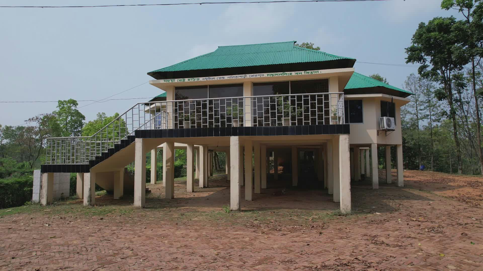 Stilt Elevated House with Green Roof in Rural Area Free Stock Video ...