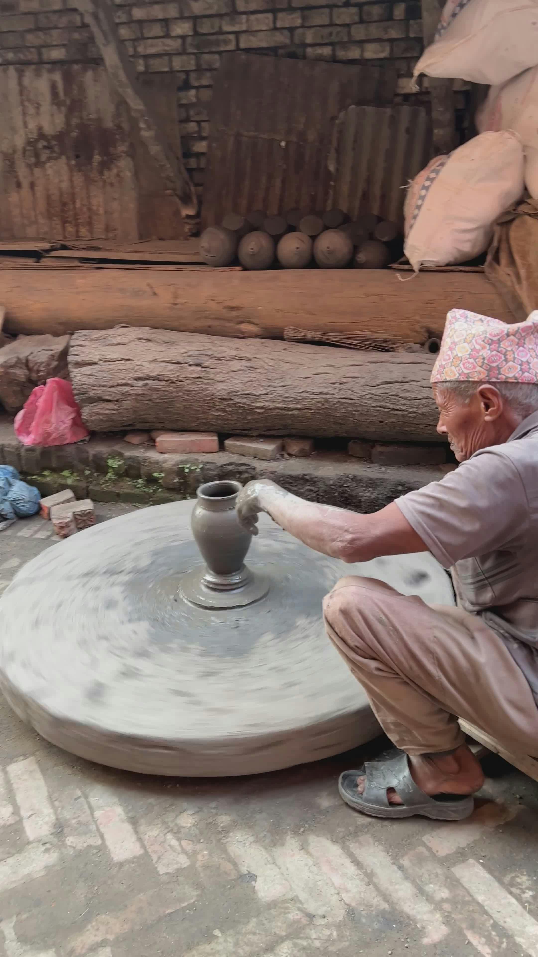 Traditional Nepali Potter Crafting Clay Vase Free Stock Video Footage ...