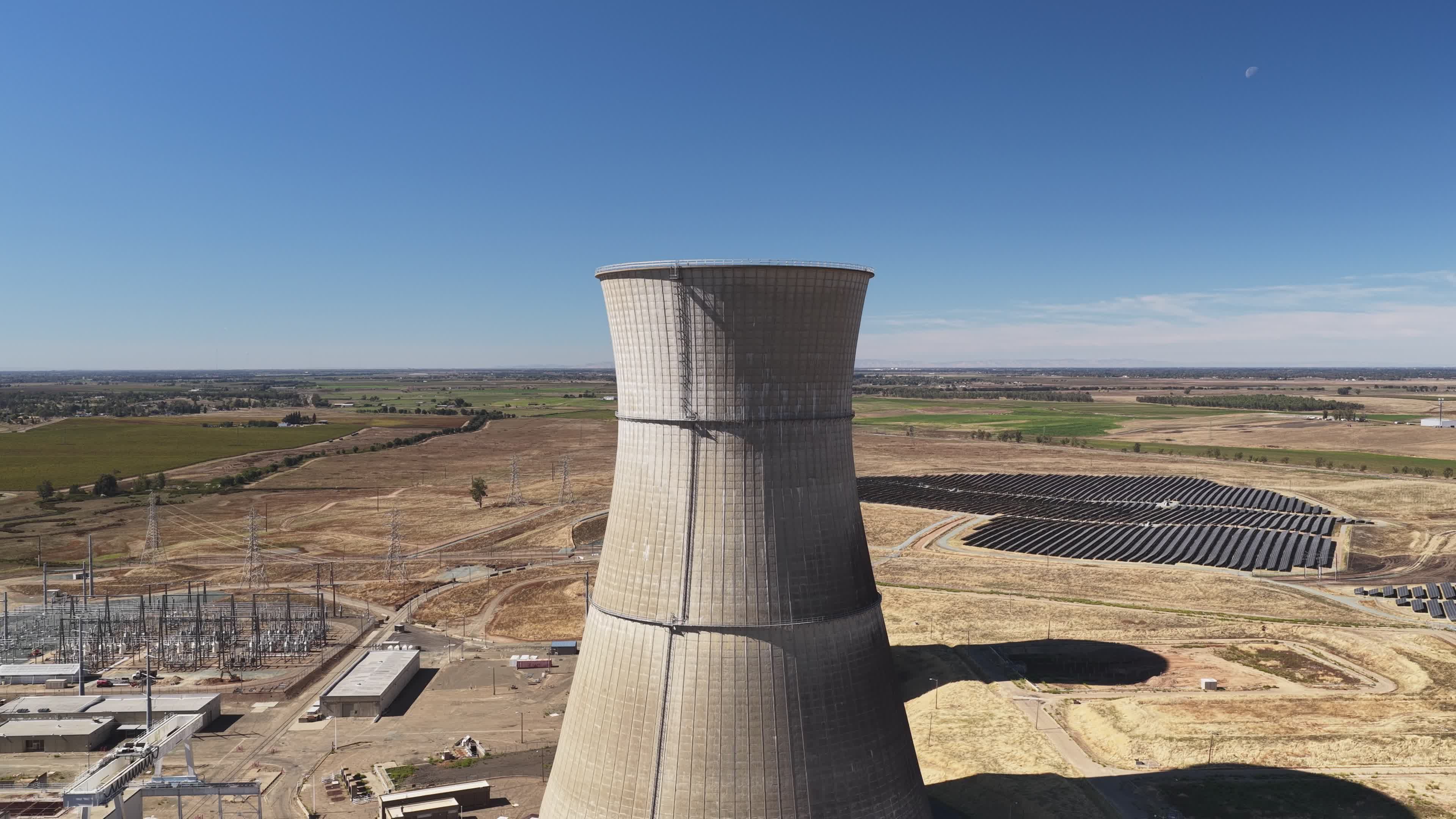 Aerial View of Modern Cooling Tower Facility Free Stock Video Footage ...