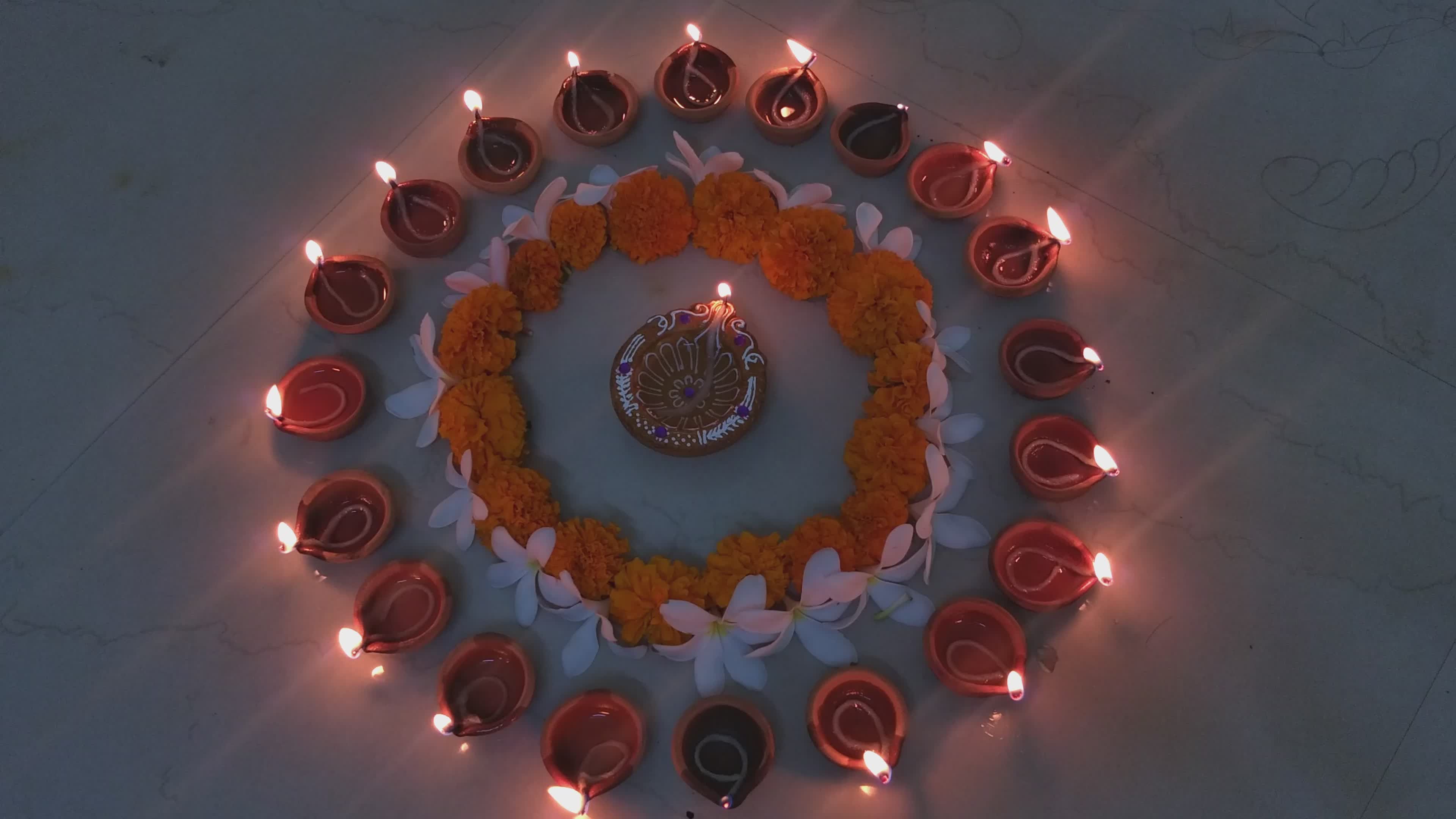 Beautiful Diwali Diya Arrangement for Festival of Lights Free Stock ...