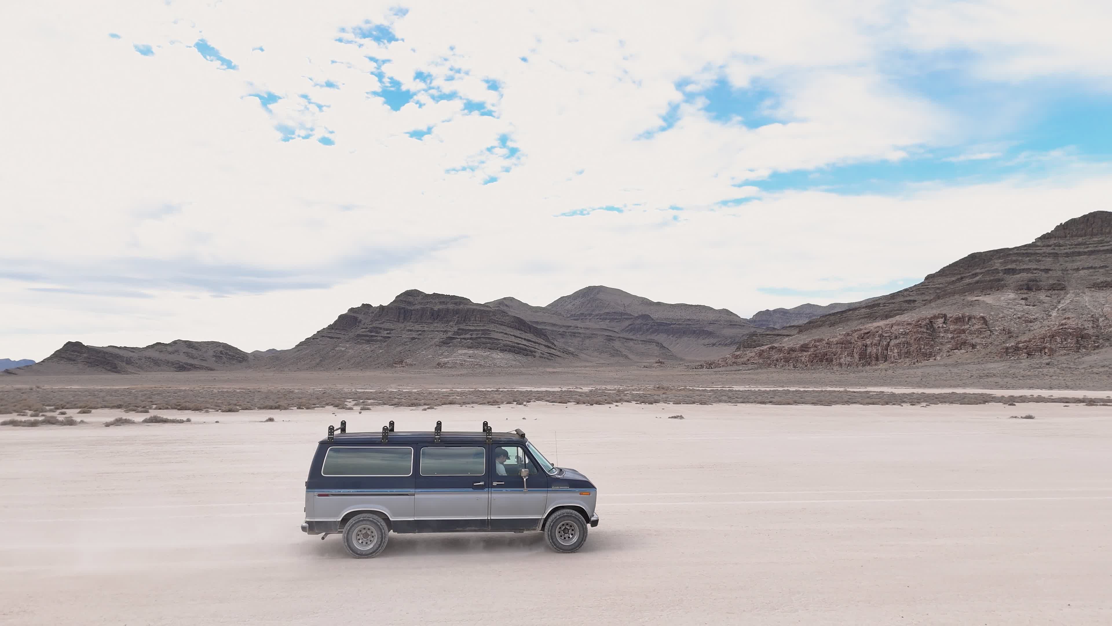 Vintage Van Driving Through Utah Salt Flats Free Stock Video Footage ...