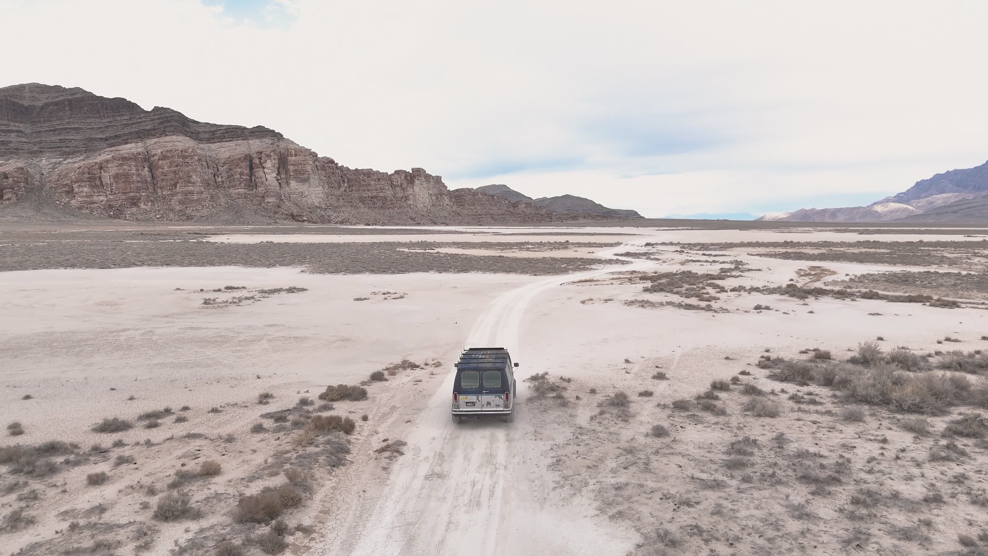 Aerial View of a Van Driving in Utah Desert Free Stock Video Footage ...