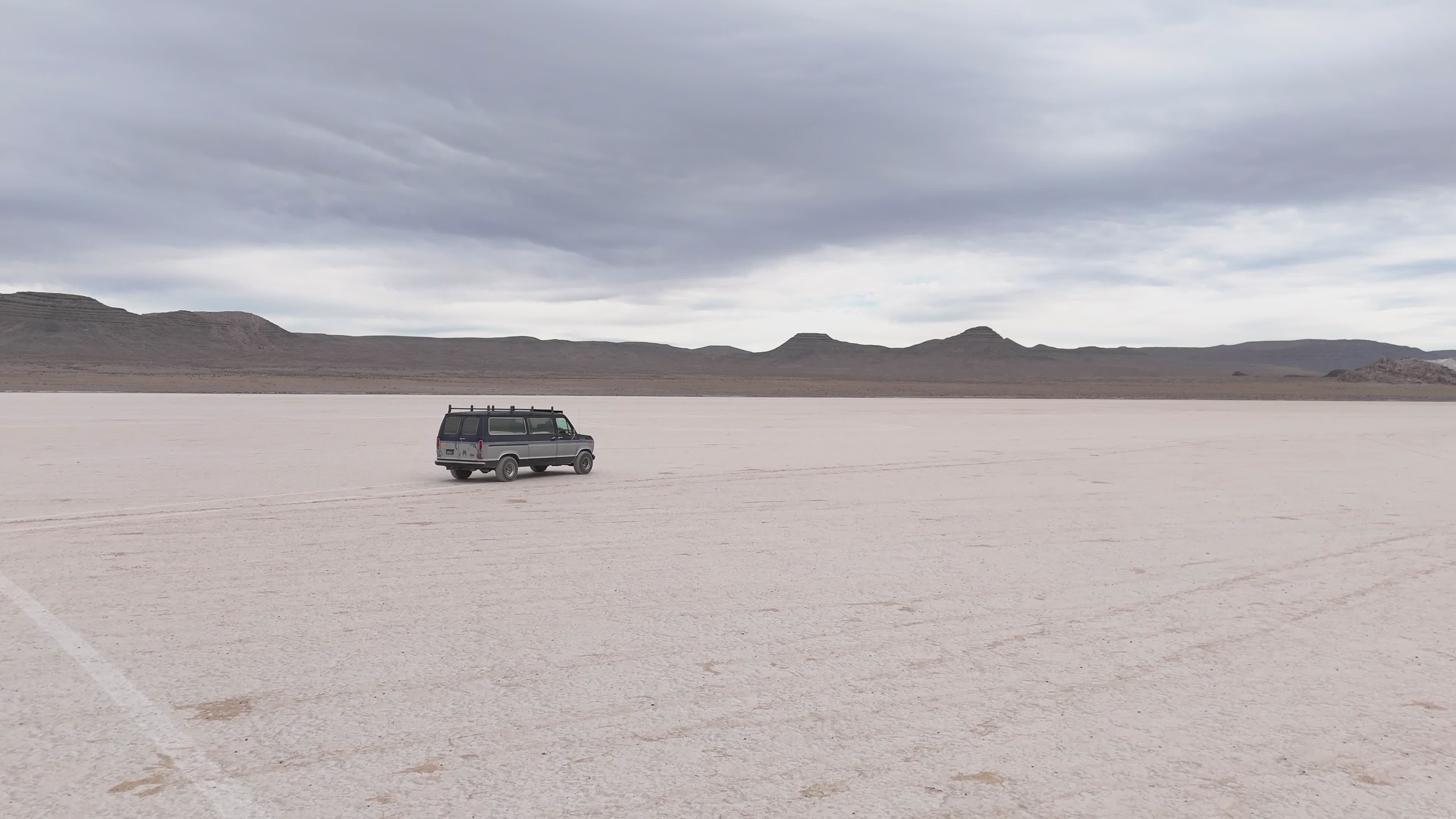 Classic Van Journey Across Utah Salt Flats Free Stock Video Footage ...