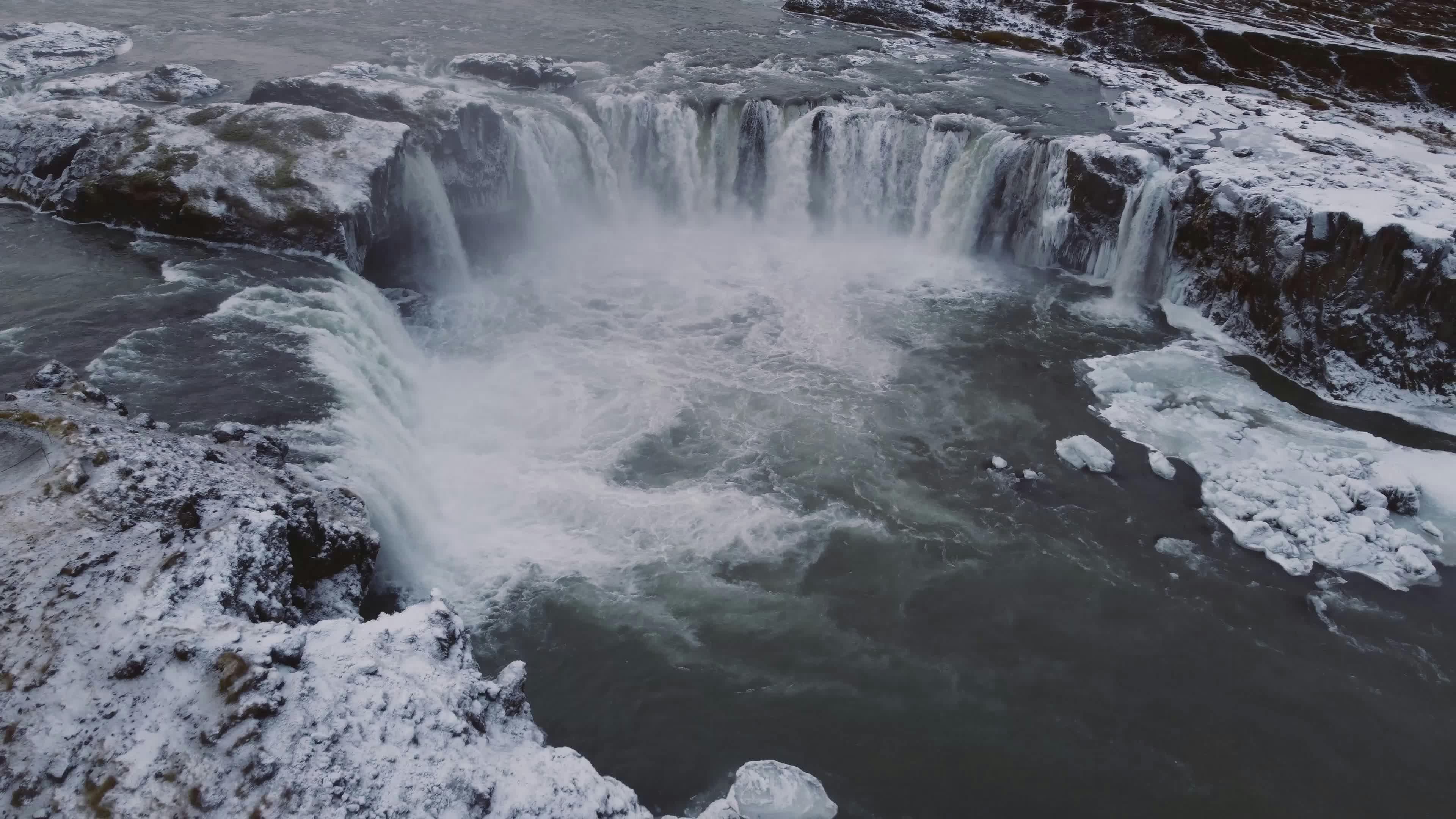 Breathtaking Aerial View of Icy Waterfalls Free Stock Video Footage ...