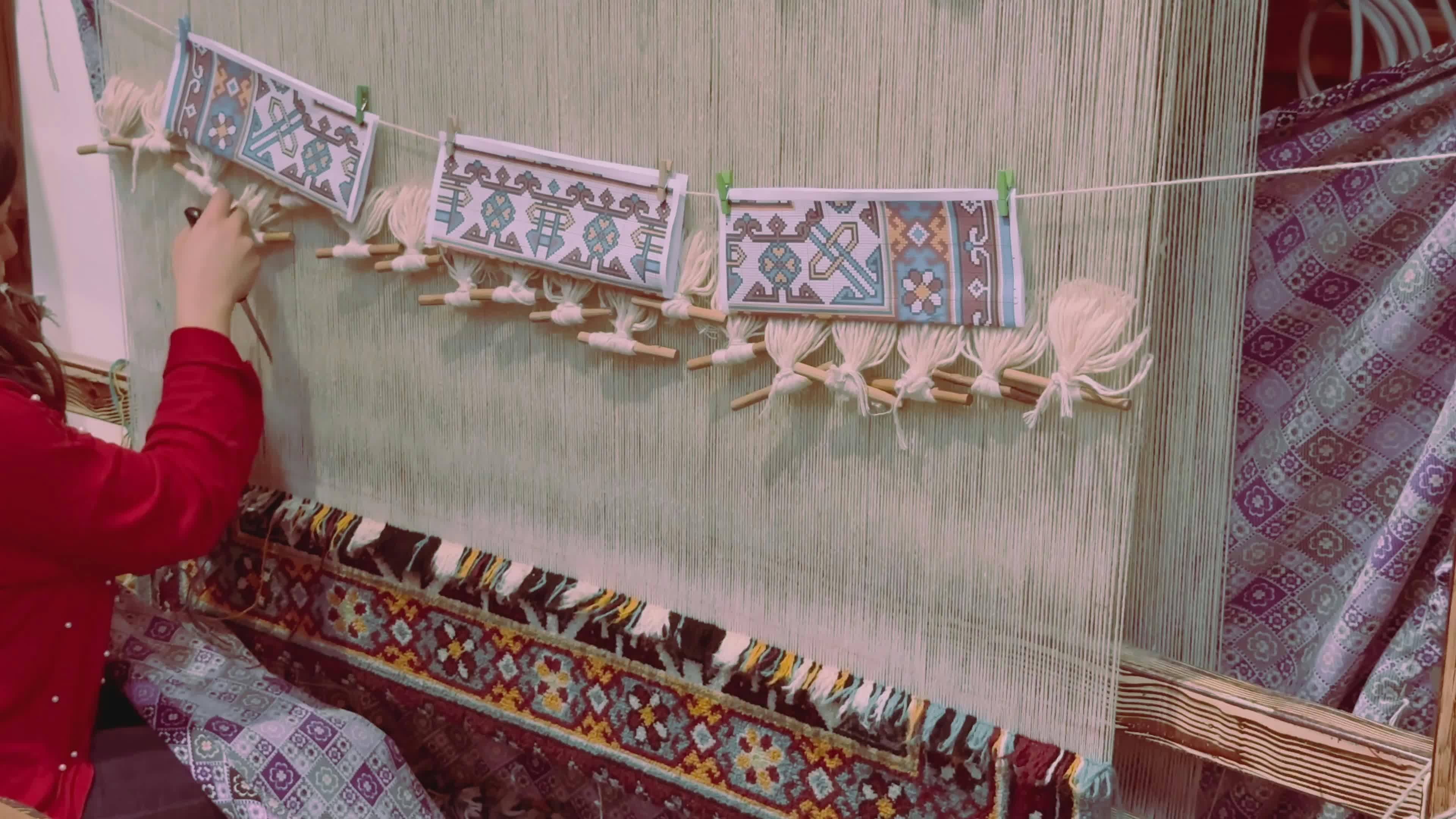 Traditional Carpet Weaving Process in Isparta Free Stock Video Footage ...