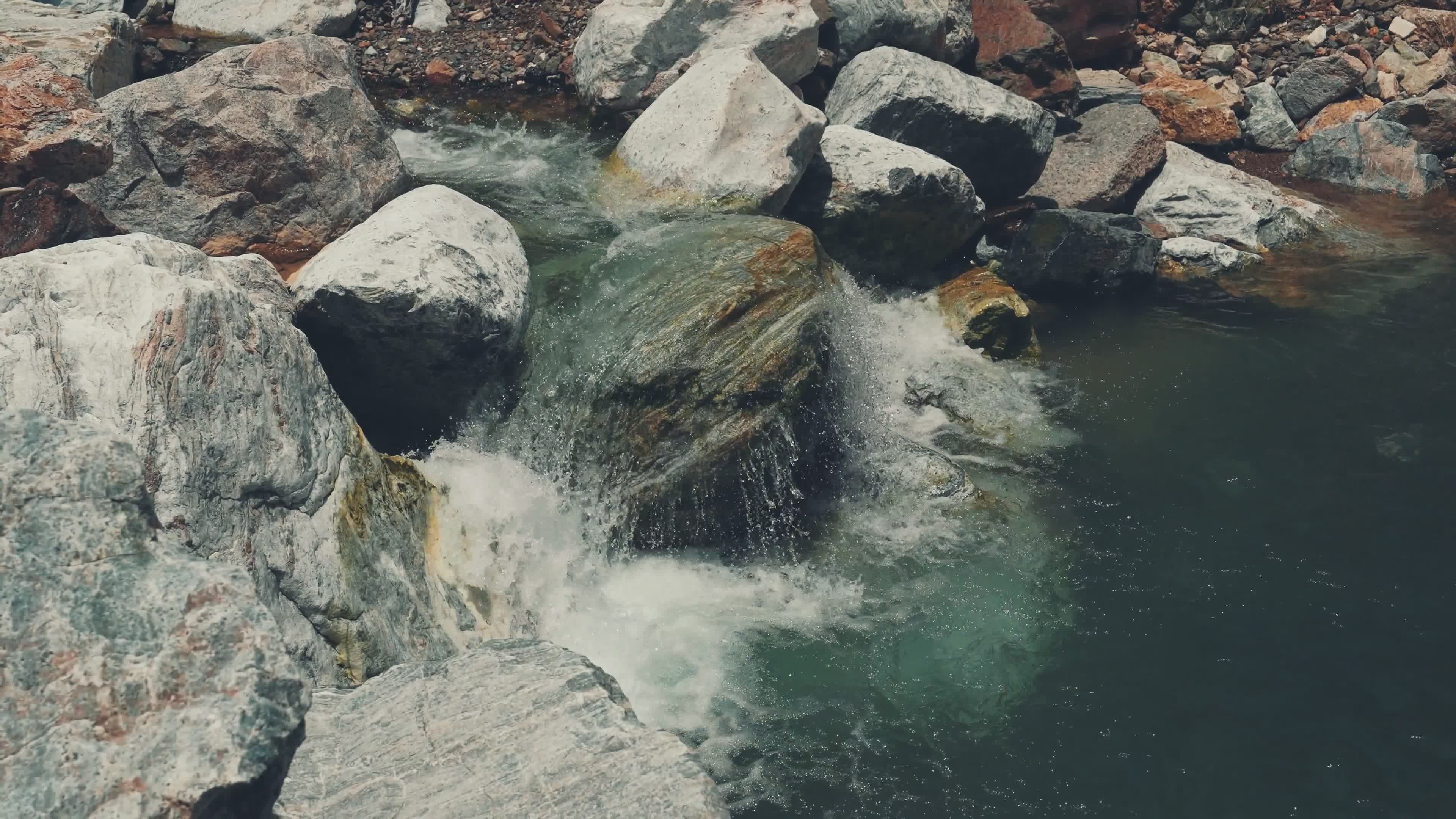 Scenic River Flowing Over Rocks in UAE Free Stock Video Footage ...