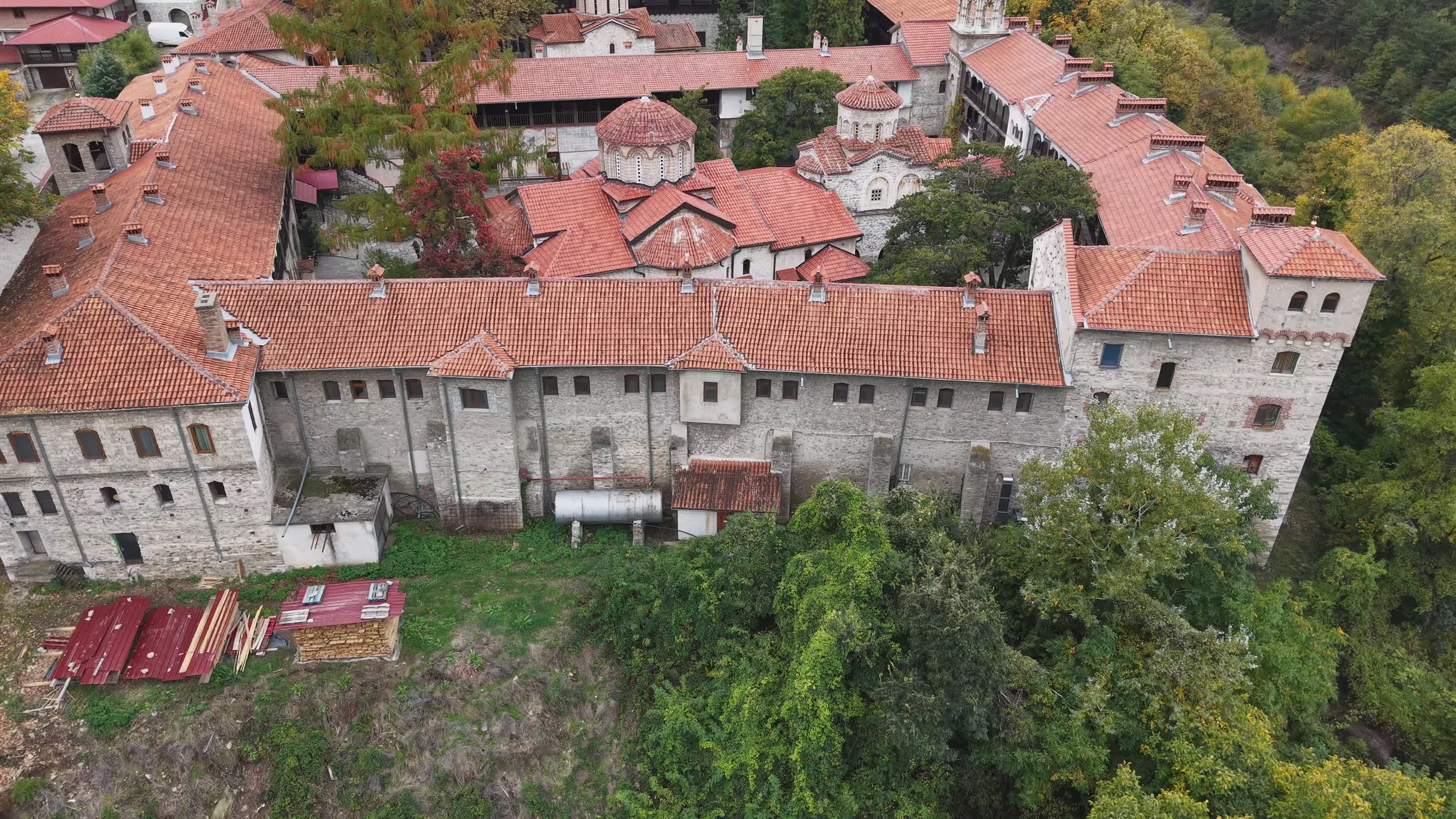 Aerial View of Bachkovo Monastery in Bulgaria Free Stock Video Footage ...