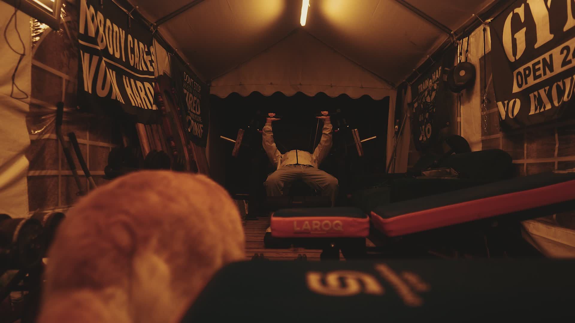 Intense Home Gym Workout in Cozy Tent Setup Free Stock Video Footage ...