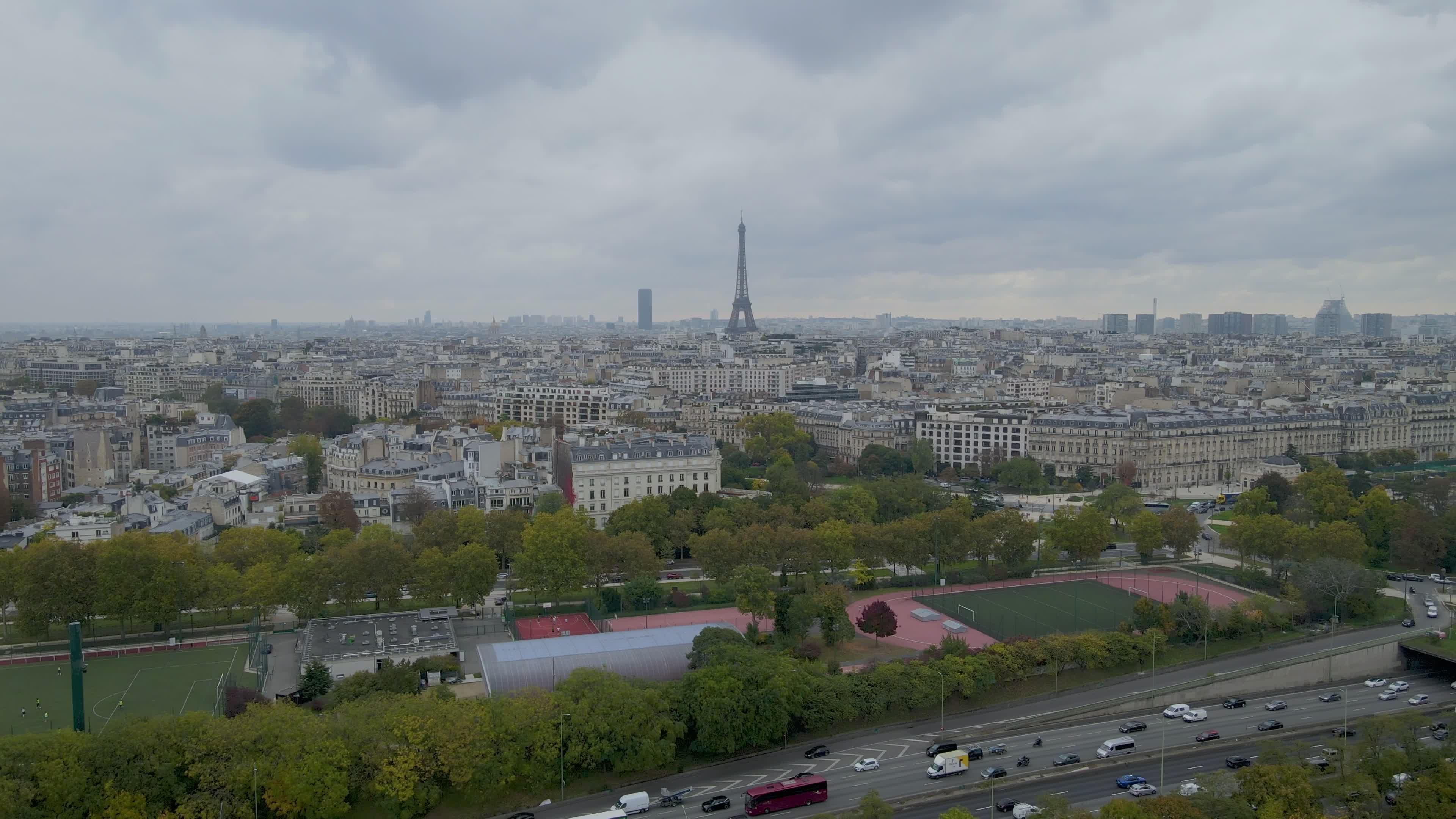 Stunning Paris Skyline Aerial View with Eiffel Tower Free Stock Video ...