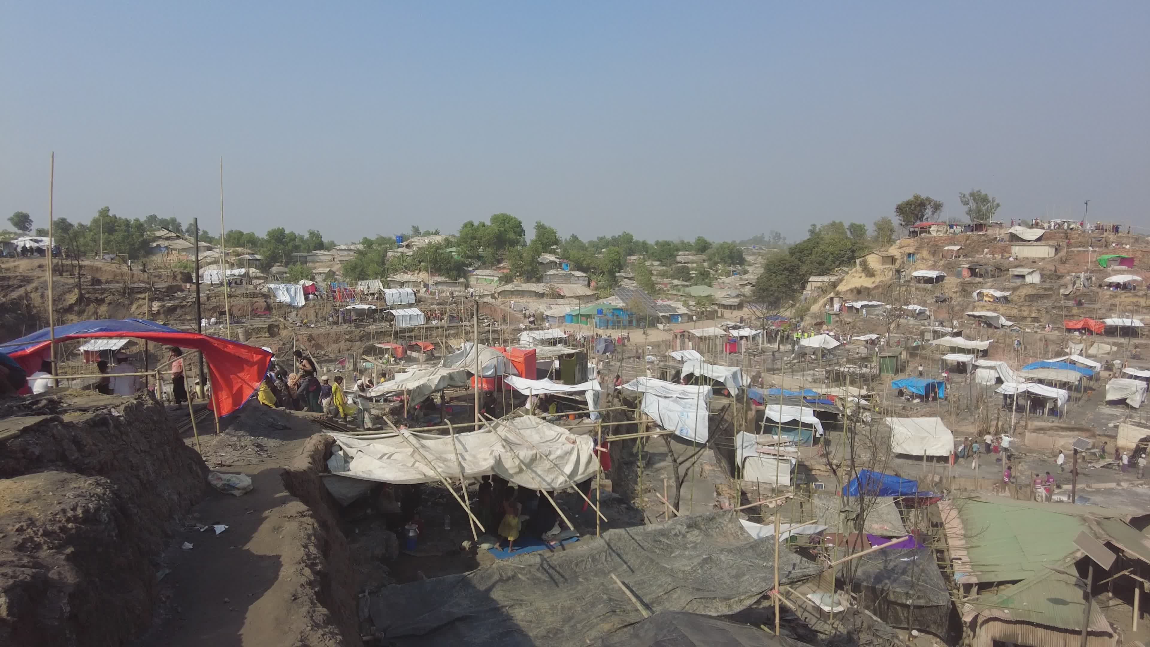 Rohingya Refugee Camp Aerial View in Bangladesh Free Stock Video ...