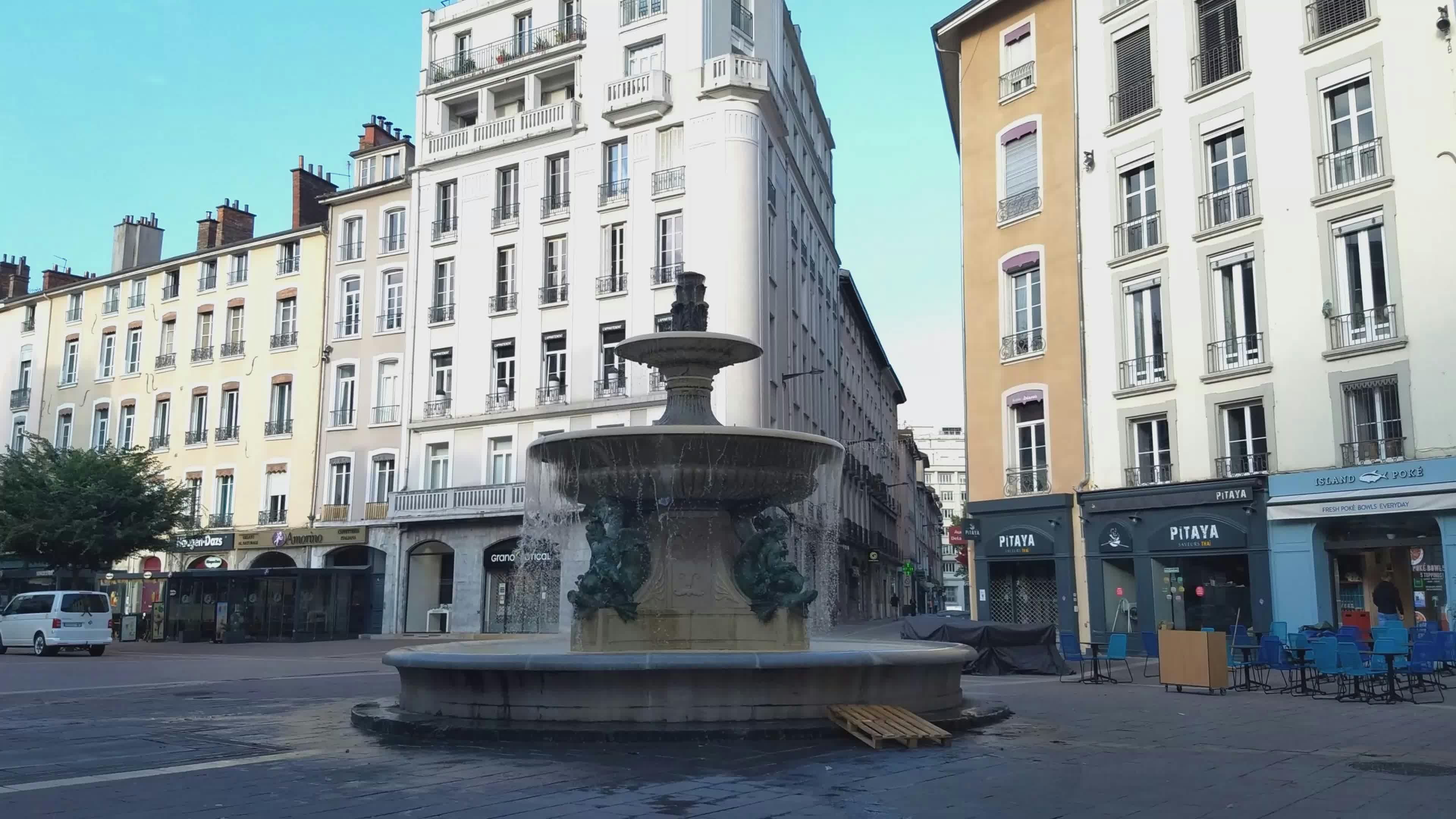 Charming Square in Lyon with Historic Fountain Free Stock Video Footage ...